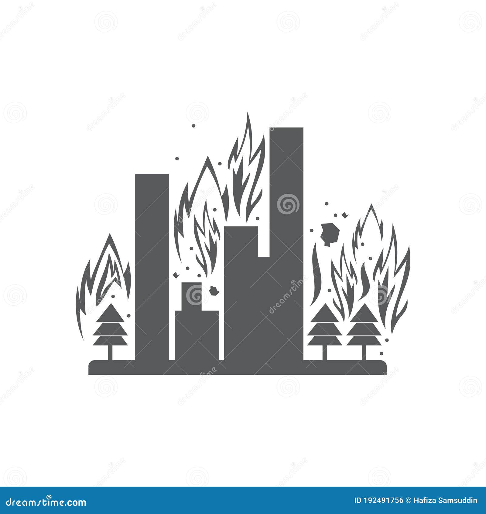 Buildings on Fire. Vector Illustration Decorative Design Stock Vector ...