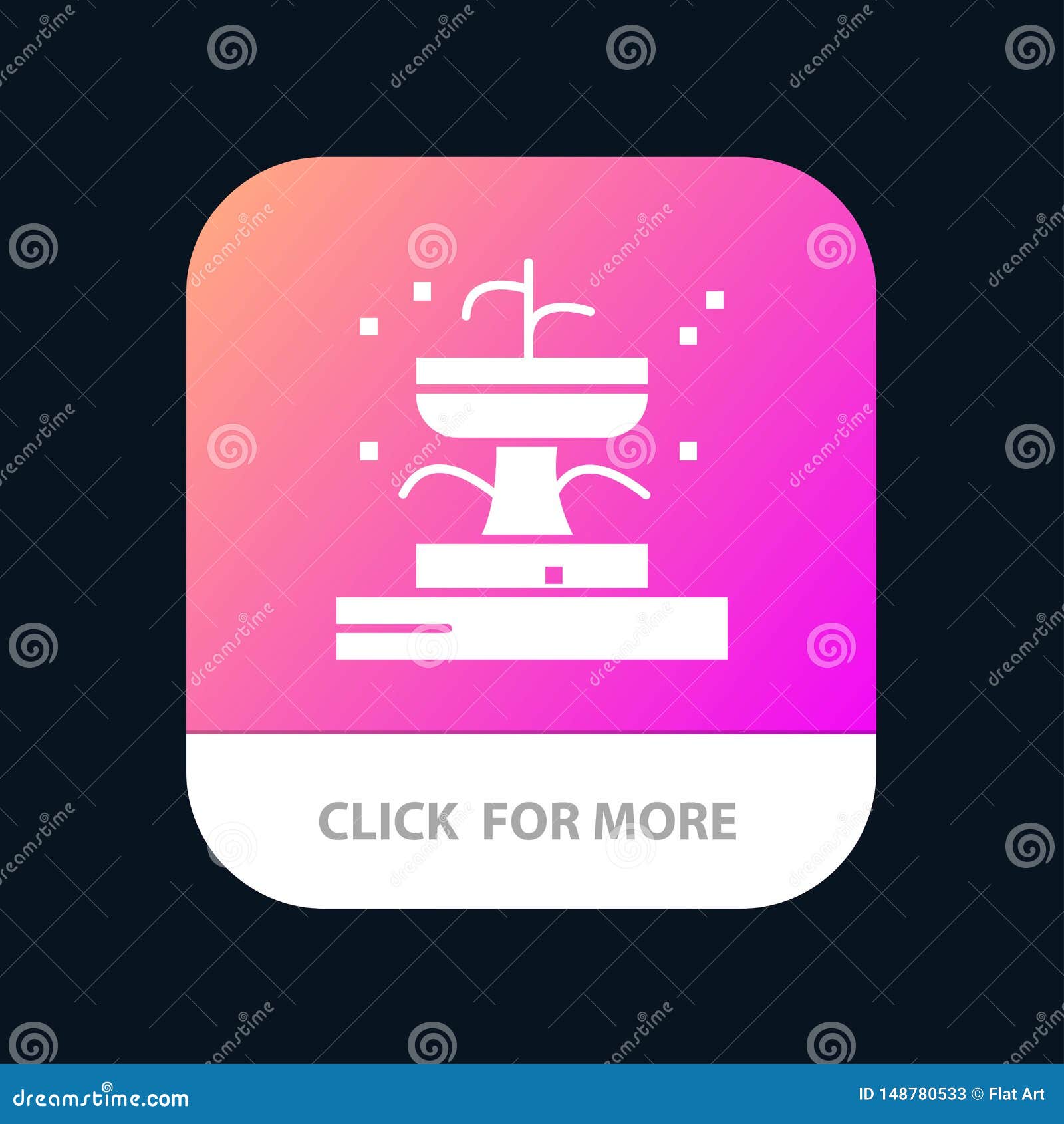 Buildings, Fountain, Garden, Park Mobile App Button. Android and IOS ...