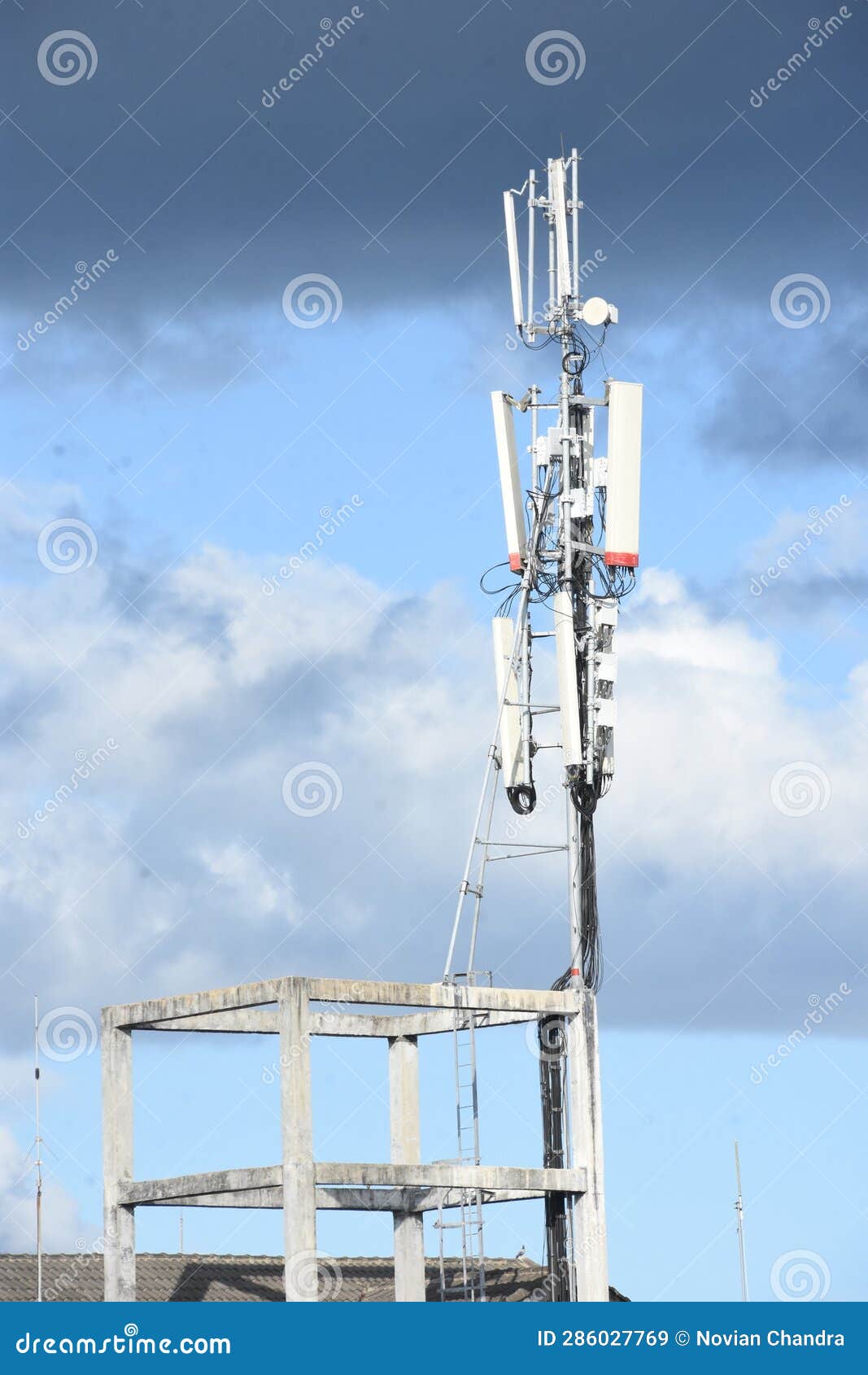 Buildings that Have Network Support Poles Stock Image - Image of poles ...