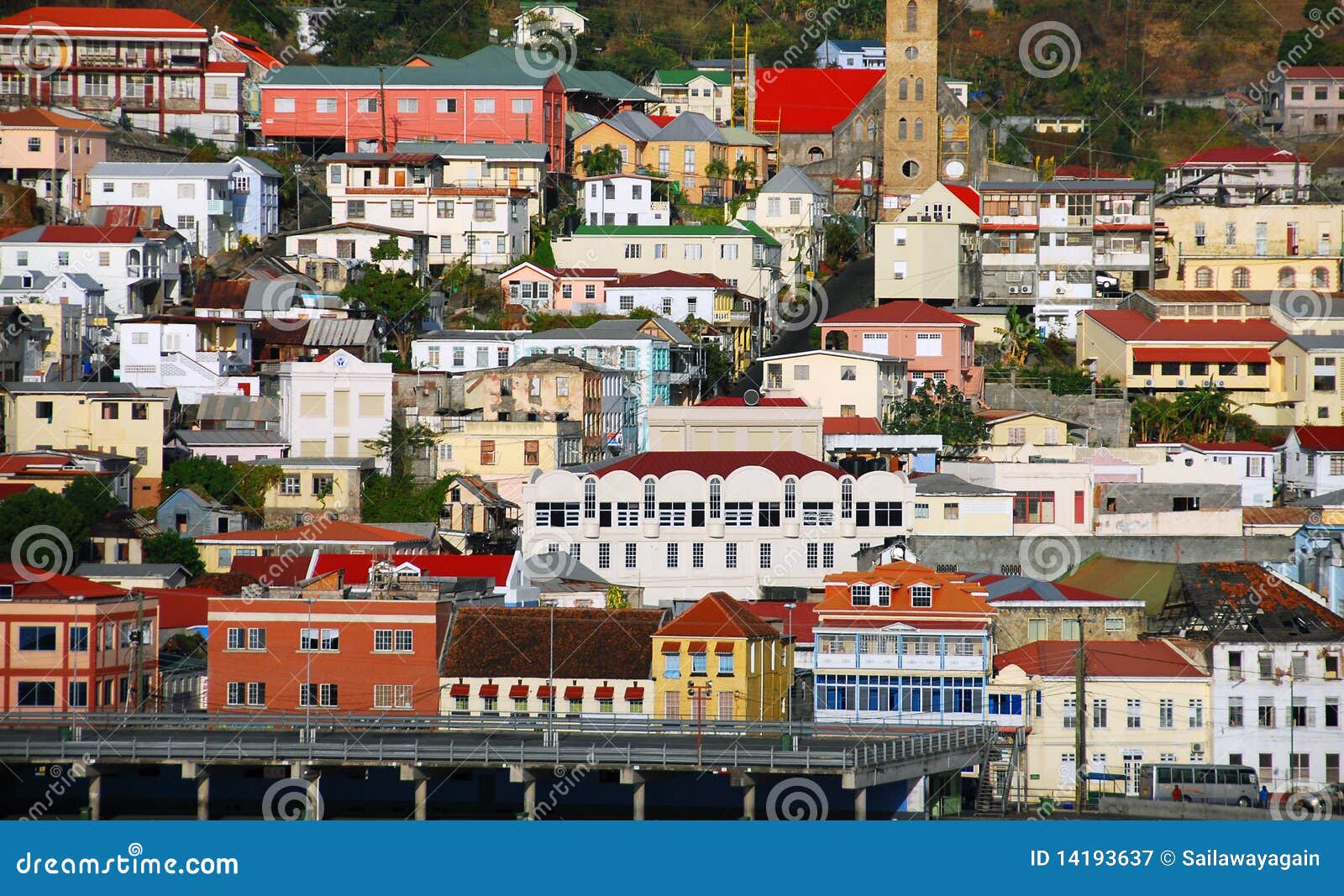 Buildings on a Hill stock image. Image of waterfront - 14193637
