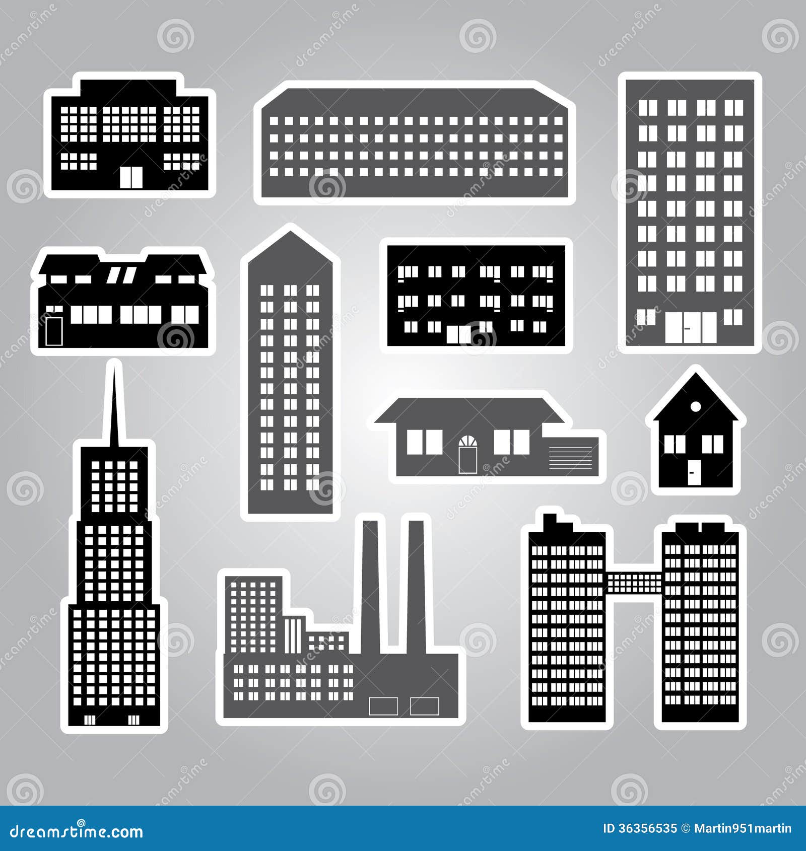 Buildings and Houses Stickers Eps10 Stock Vector - Illustration of ...