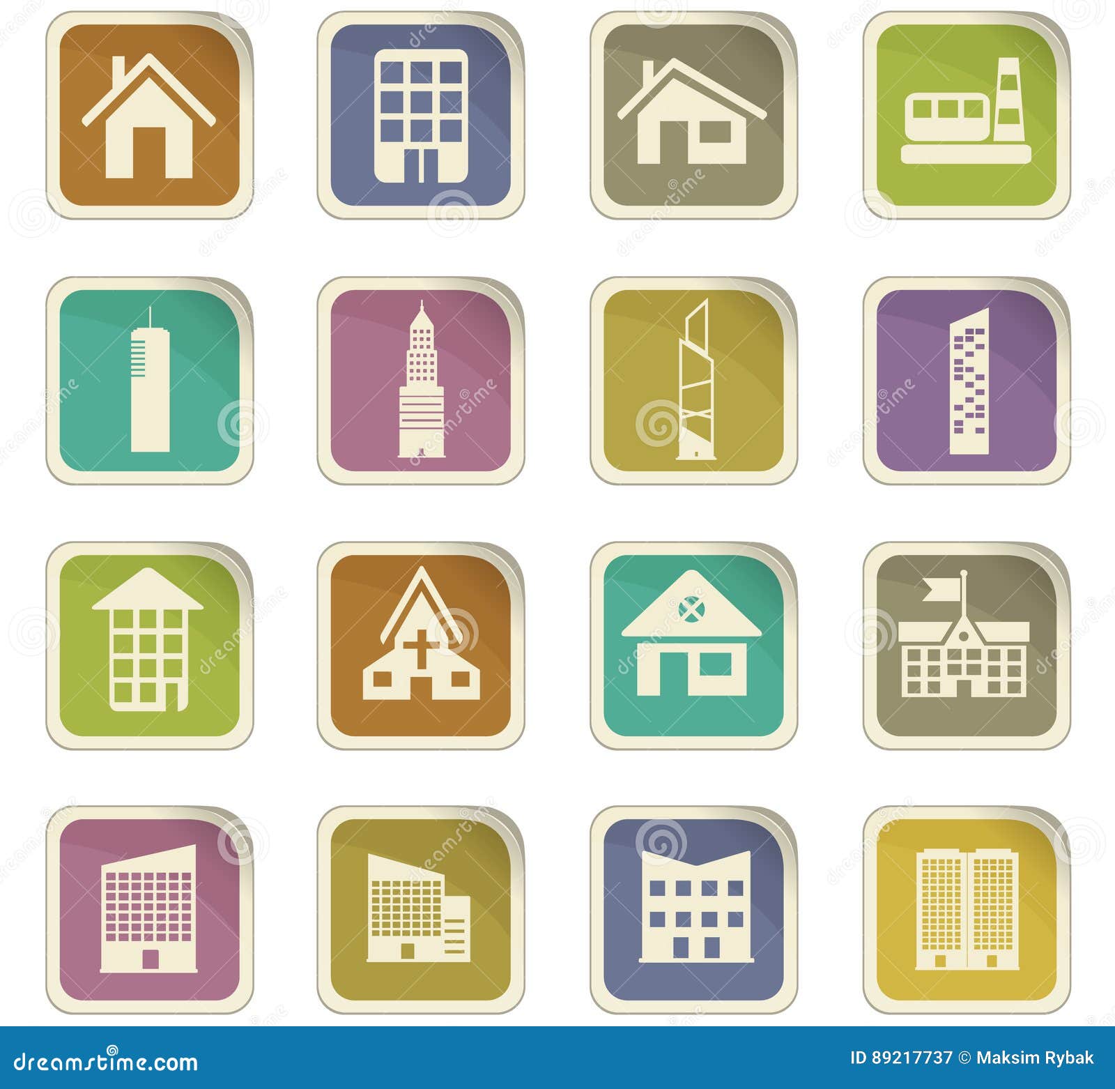 Buildings icon set stock illustration. Illustration of structure - 89217737