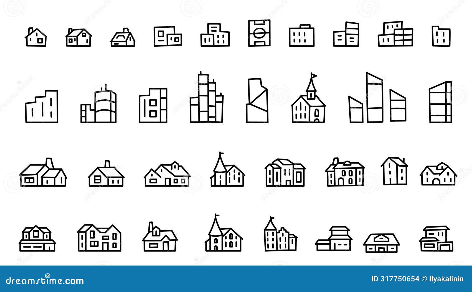 Buildings Icons Set. Separate Elements Of The Architecture Map ...