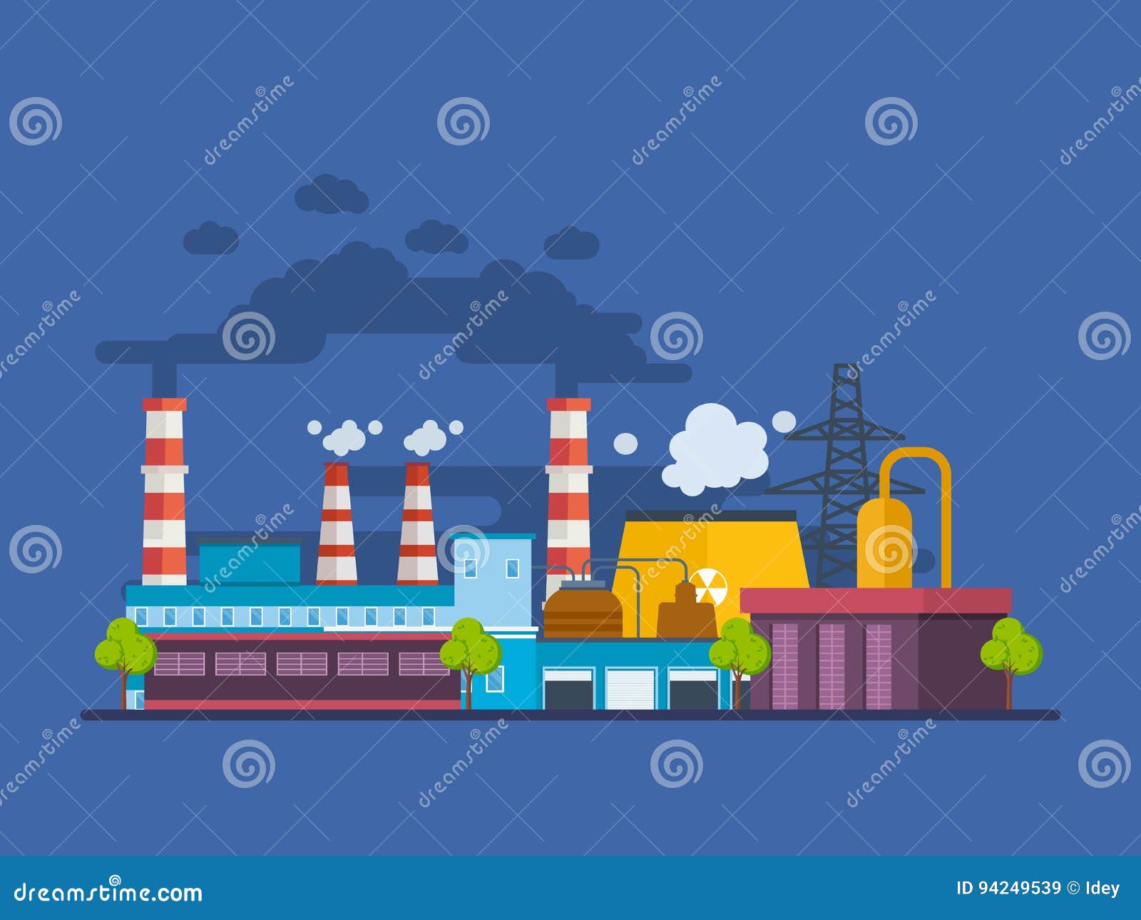 Buildings of an Industrial and Petroleum Plants, Stations and Reactors ...
