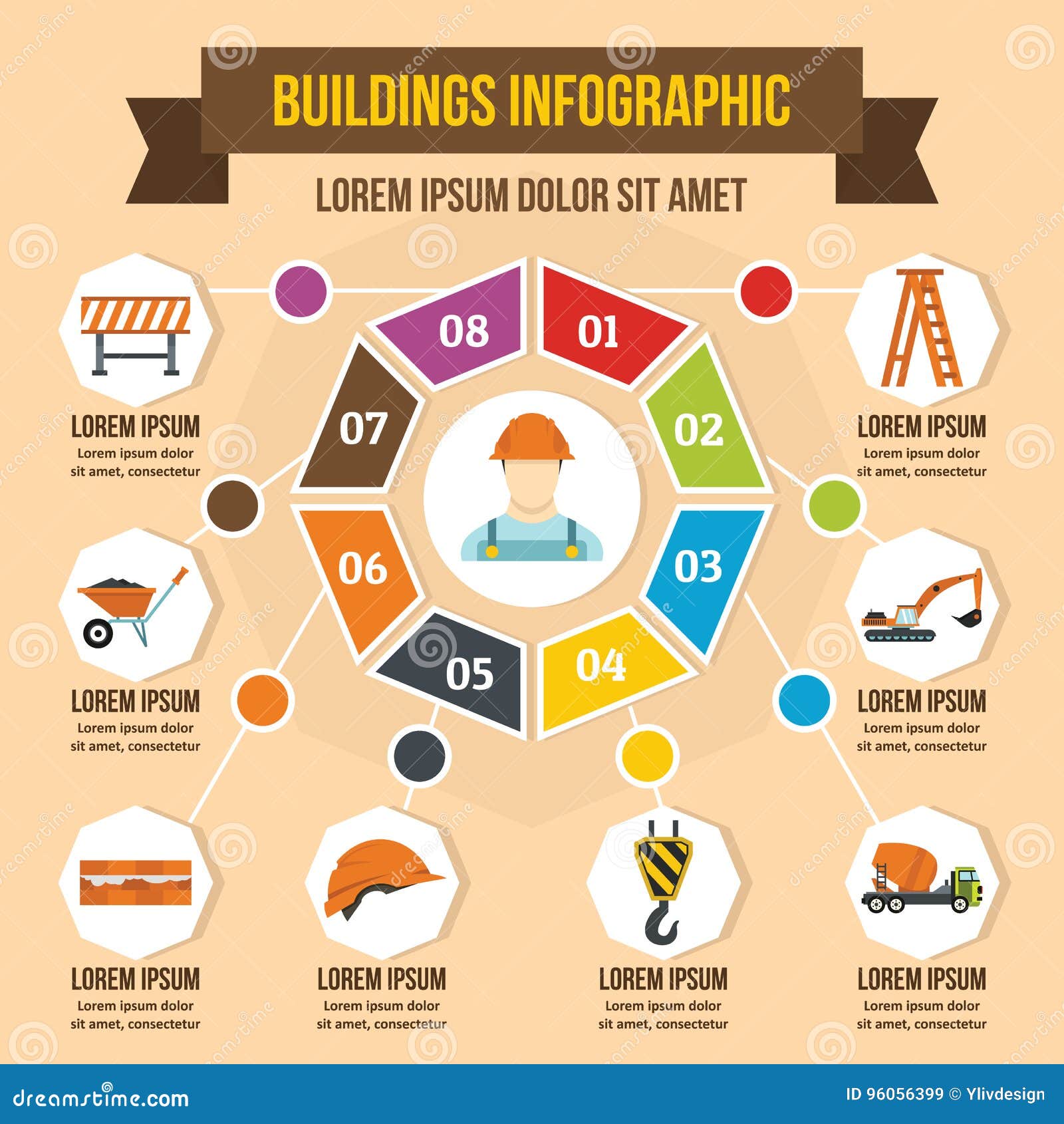 Buildings Infographic Concept, Flat Style Stock Vector - Illustration ...