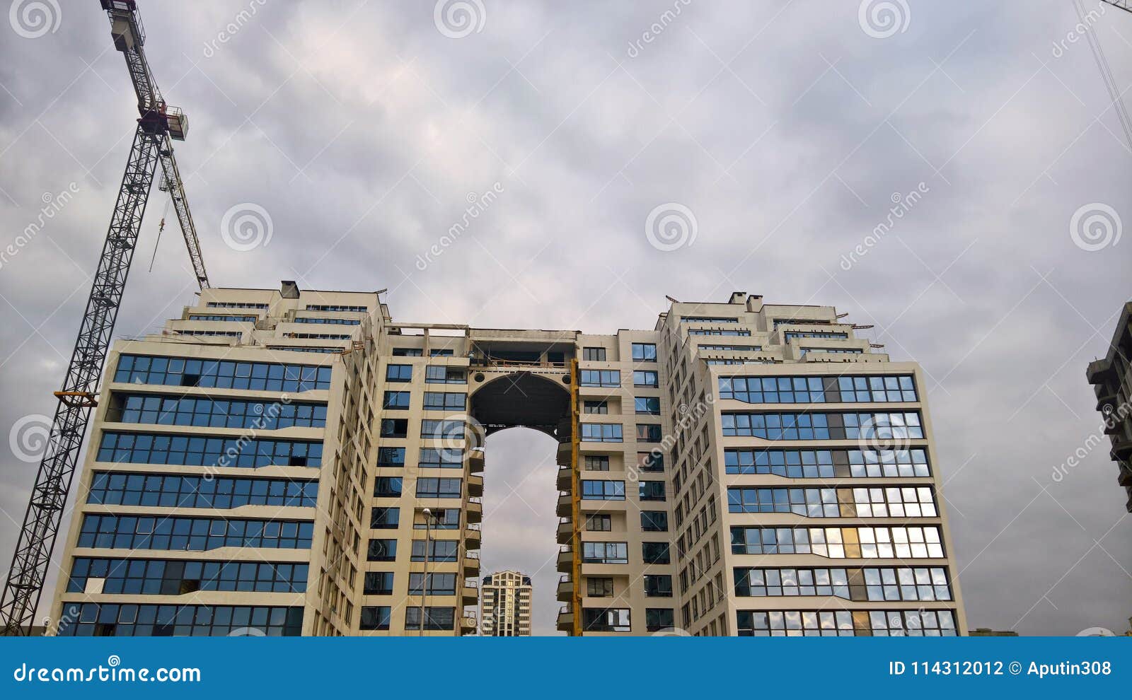 Buildings with a Large Arch. Glass Facade Stock Photo - Image of ...