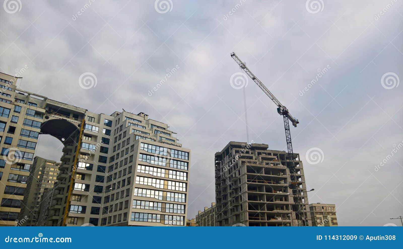 Buildings with a Large Arch. Buildings Under Construction Glass Facade ...