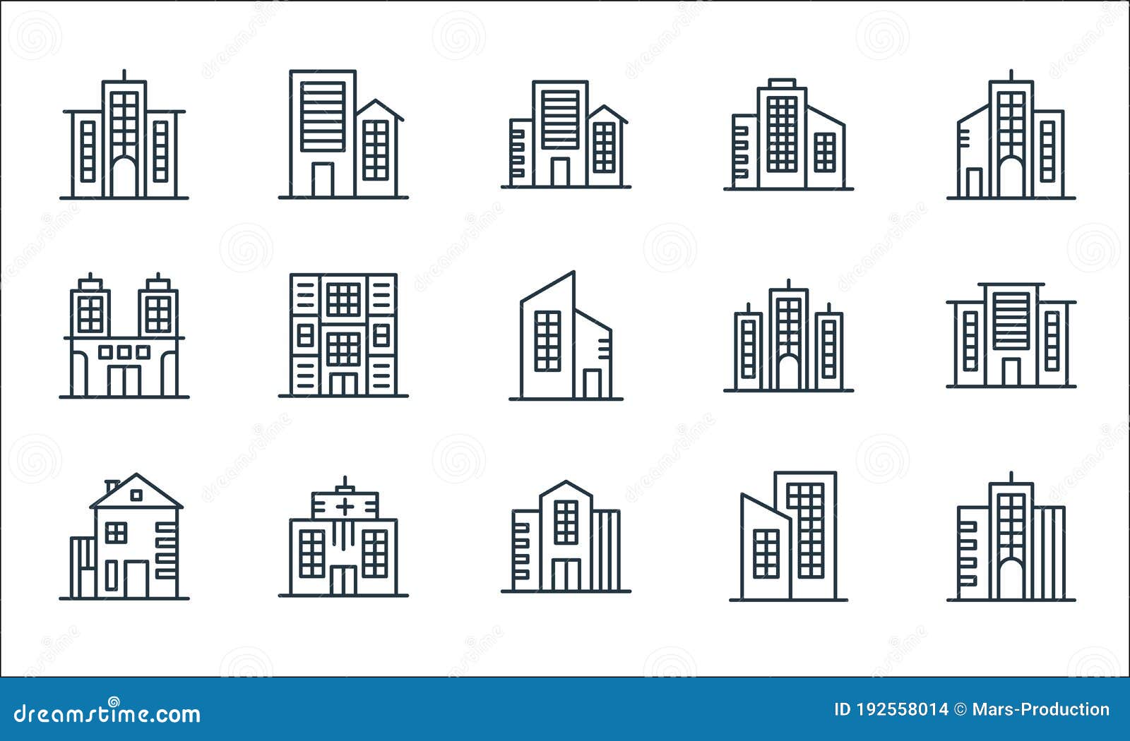 Buildings Line Icons. Linear Set Stock Vector - Illustration of line ...