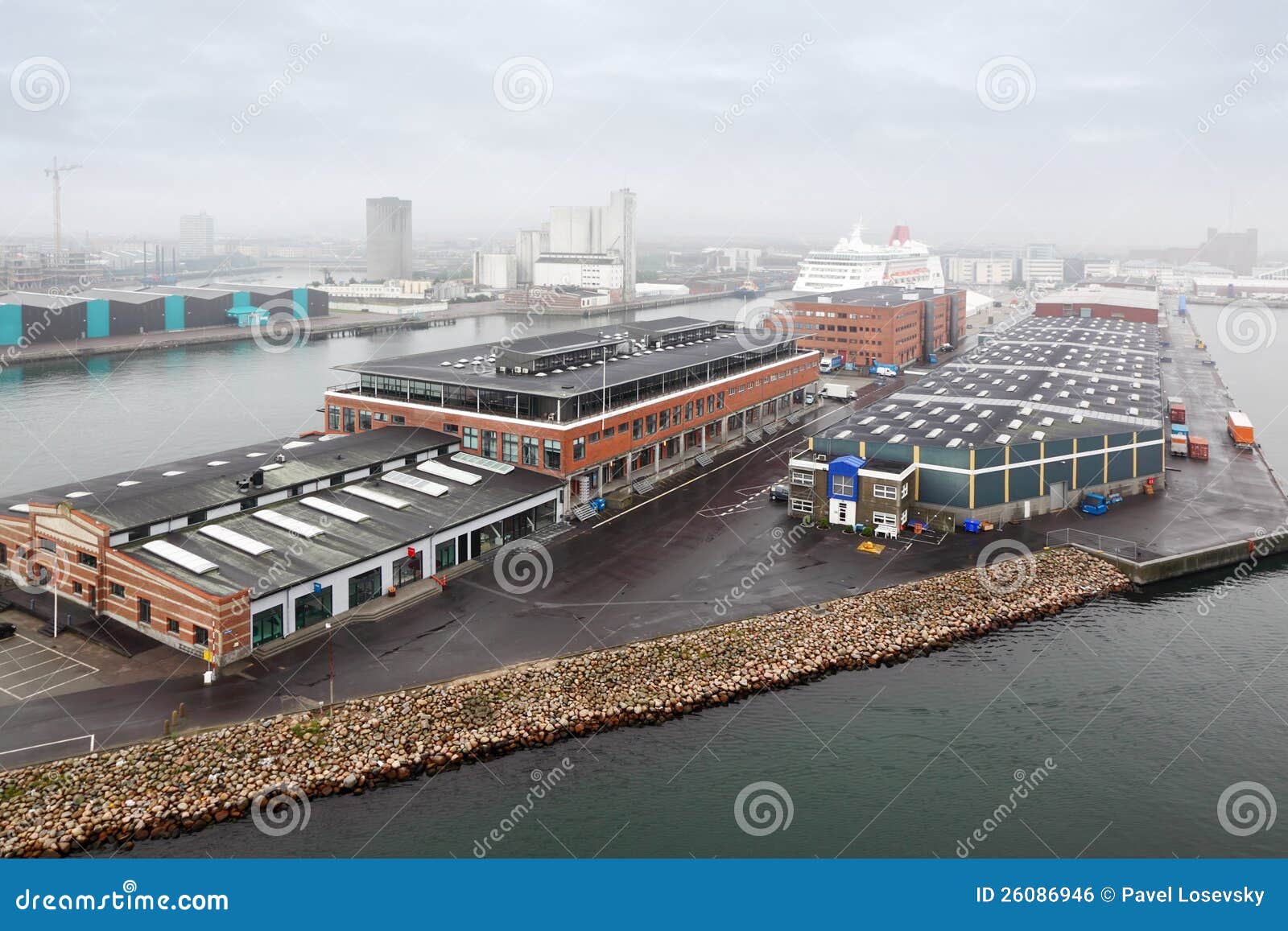 Buildings and Liner at Port in Copenhagen Editorial Photo - Image of ...