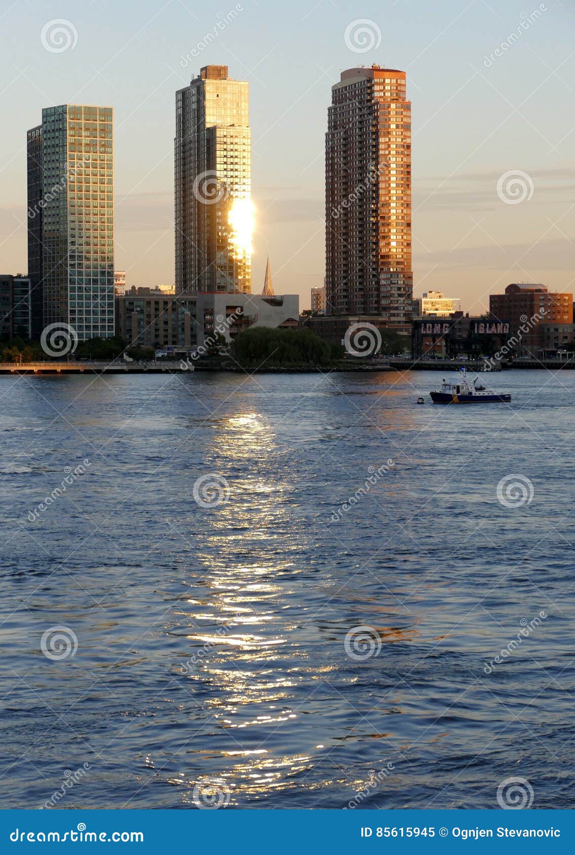 Buildings of Long Island in Front of East River Stock Image - Image of ...