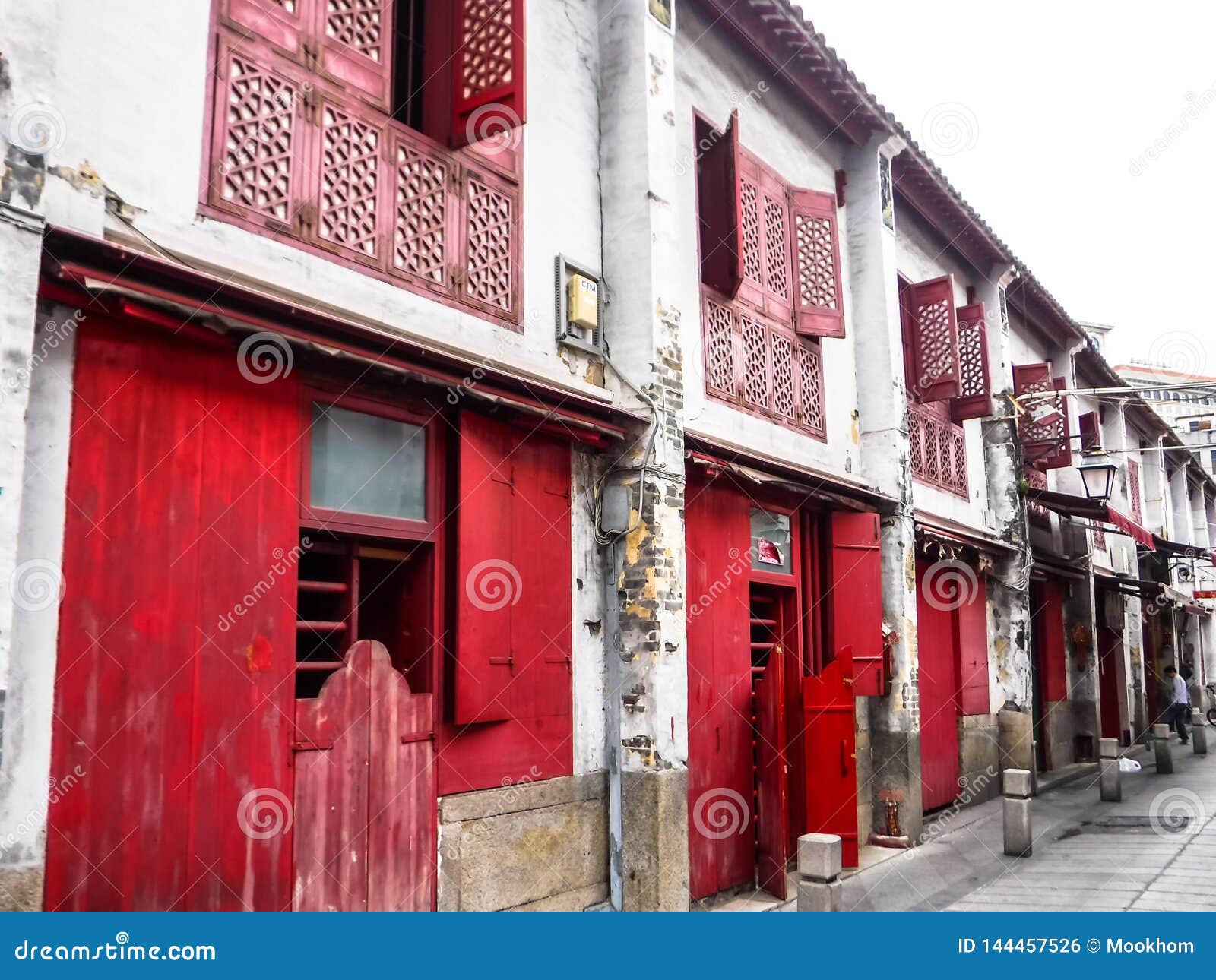 Buildings in Macao Red-light District. Selective Focus Stock Photo ...