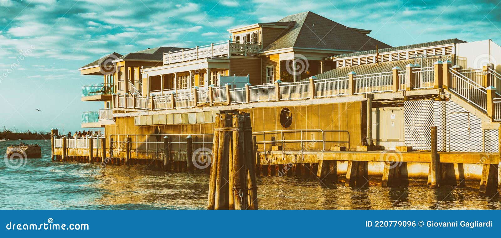 Buildings of Mallory Square at Sunset, Key West Stock Photo - Image of ...