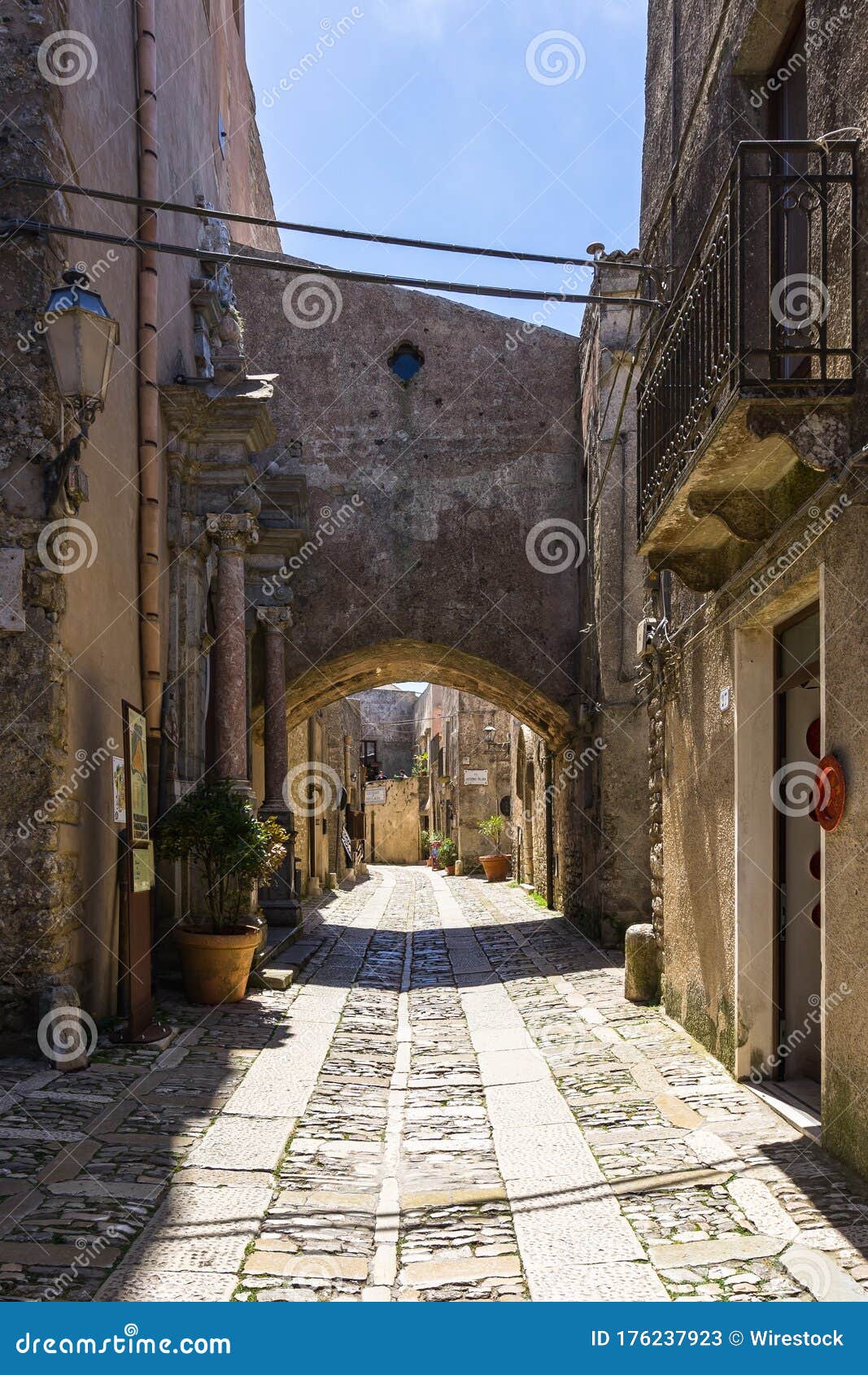 Buildings of the Medieval Town of Erice, Sicily Stock Image - Image of ...