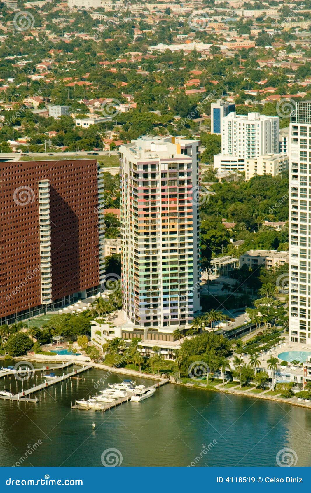 Miami city apartments stock image. Image of marina, greenery - 4118519