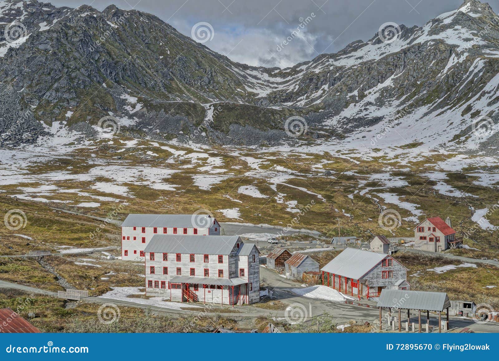 Buildings in the Mountains. Stock Photo - Image of metal, buildings ...