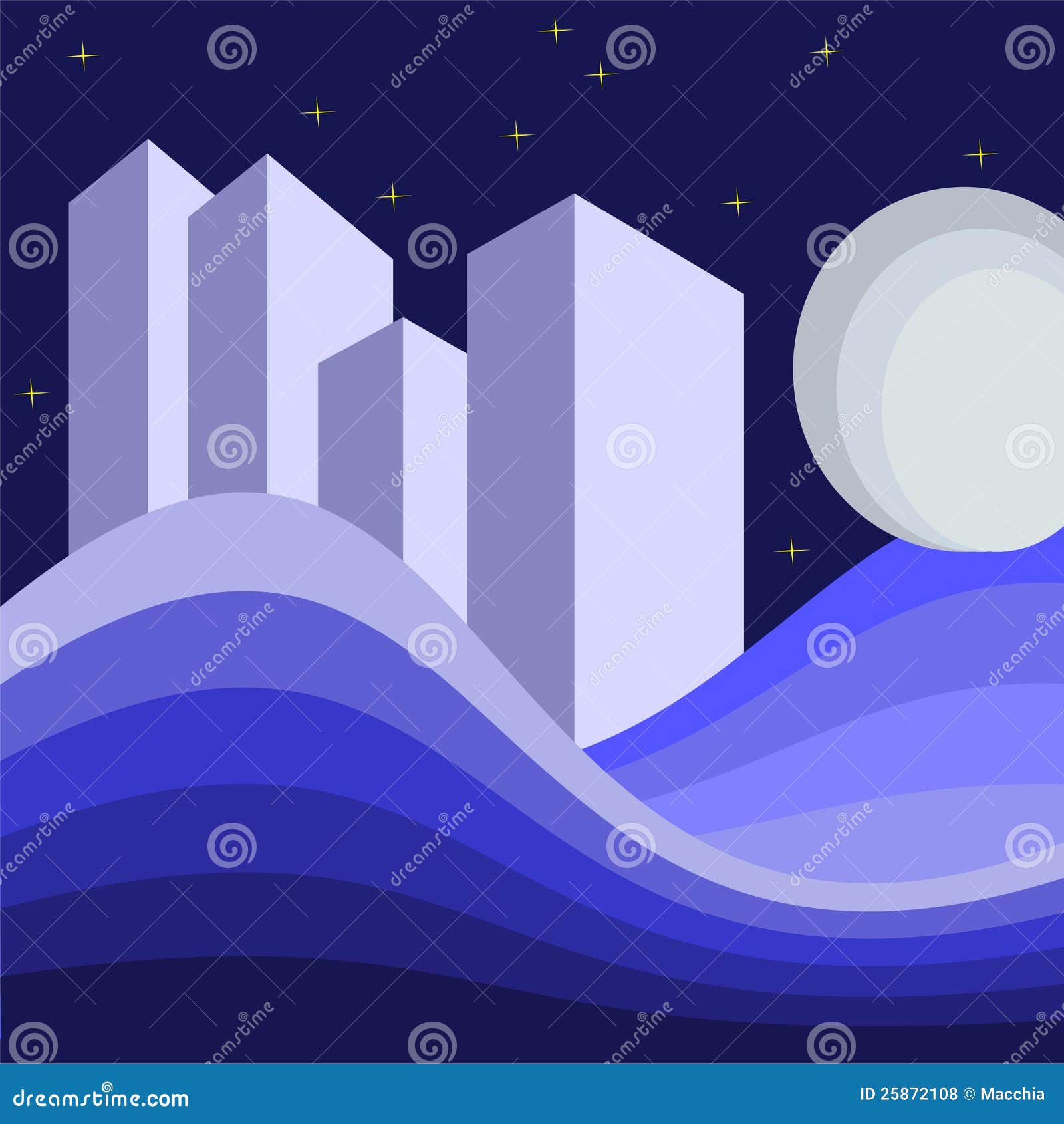 Buildings at night stock illustration. Illustration of design - 25872108