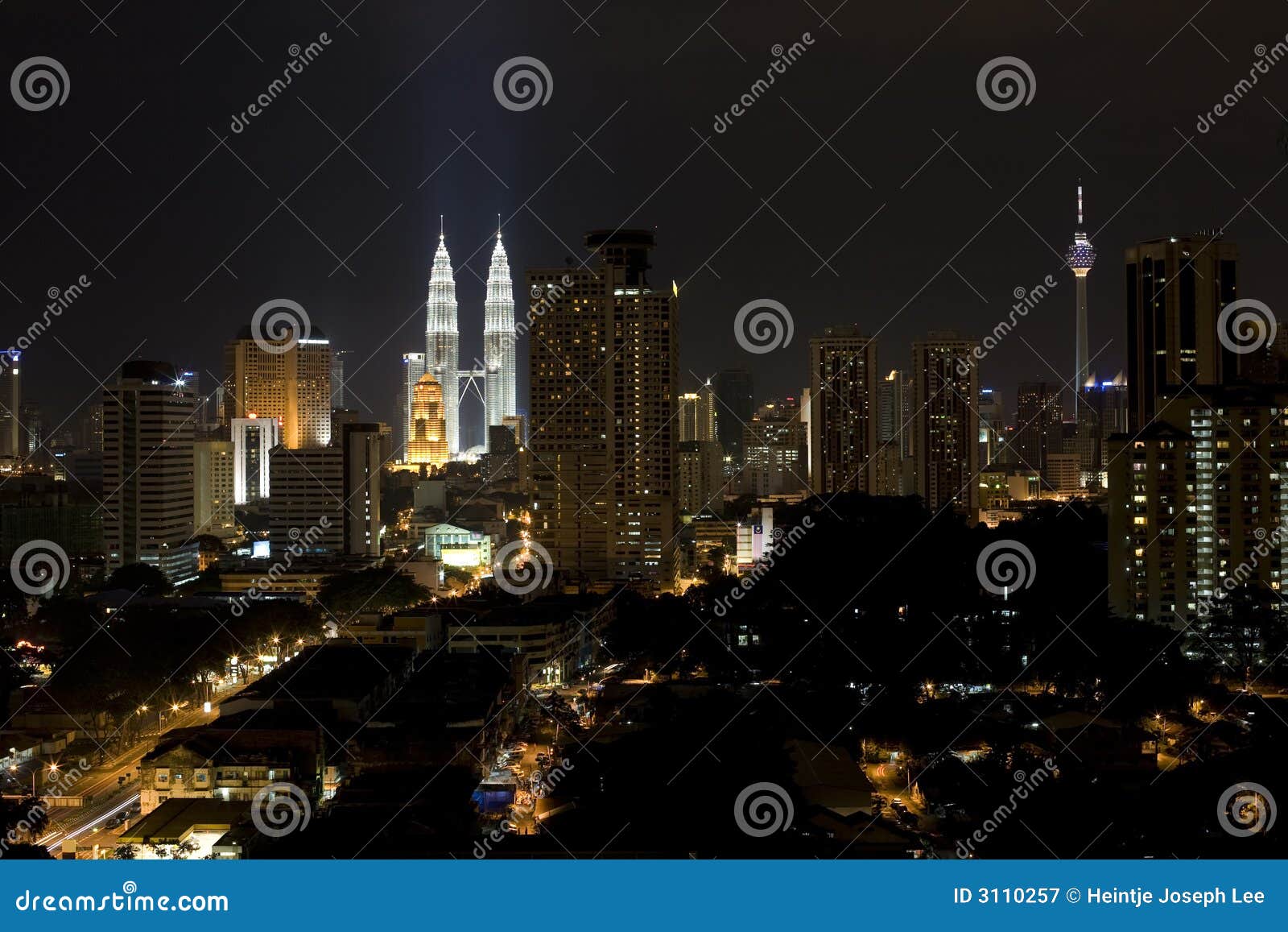 Buildings at Night stock image. Image of city, twin, glow - 3110257
