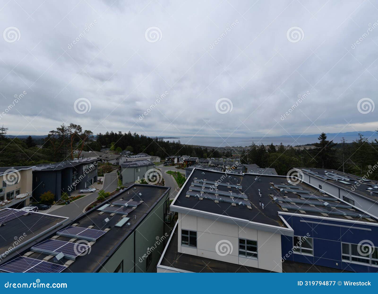 Buildings with Numerous Solar Panels on Their Rooftops Stock Image ...