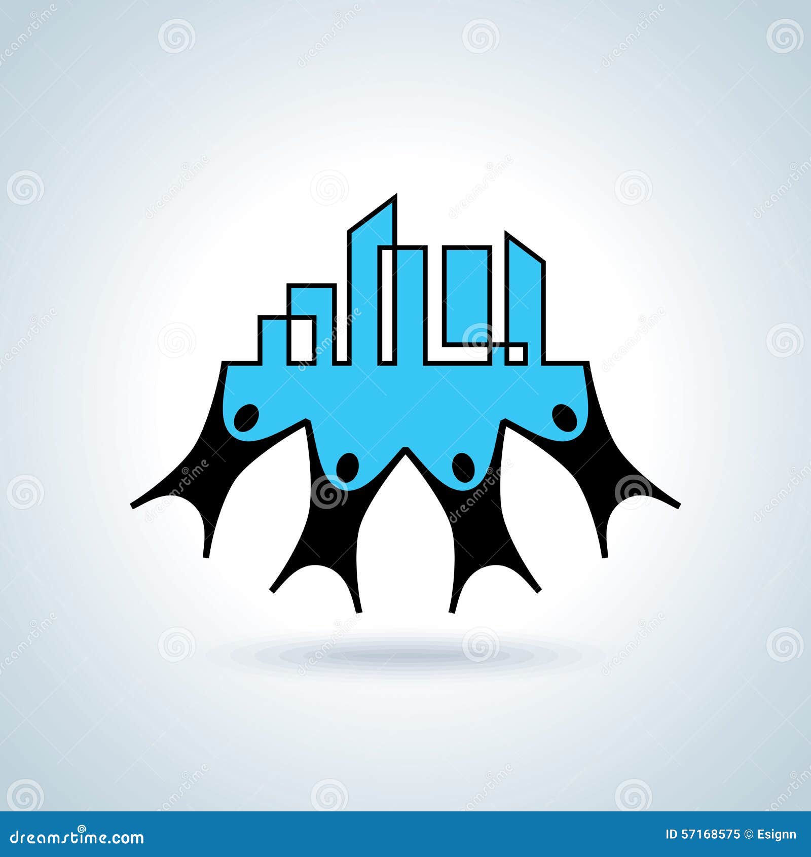 Buildings with People. Teamwork Concept Icon Stock Vector ...