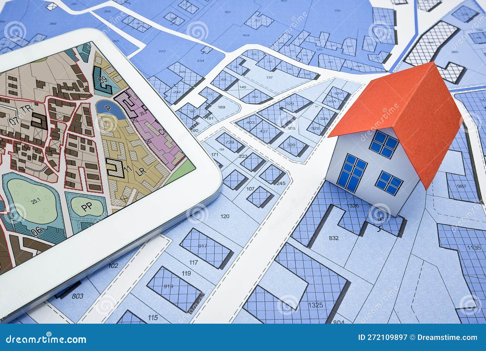 Buildings Permit Concept with Imaginary Cadastral on Digital Tablet ...