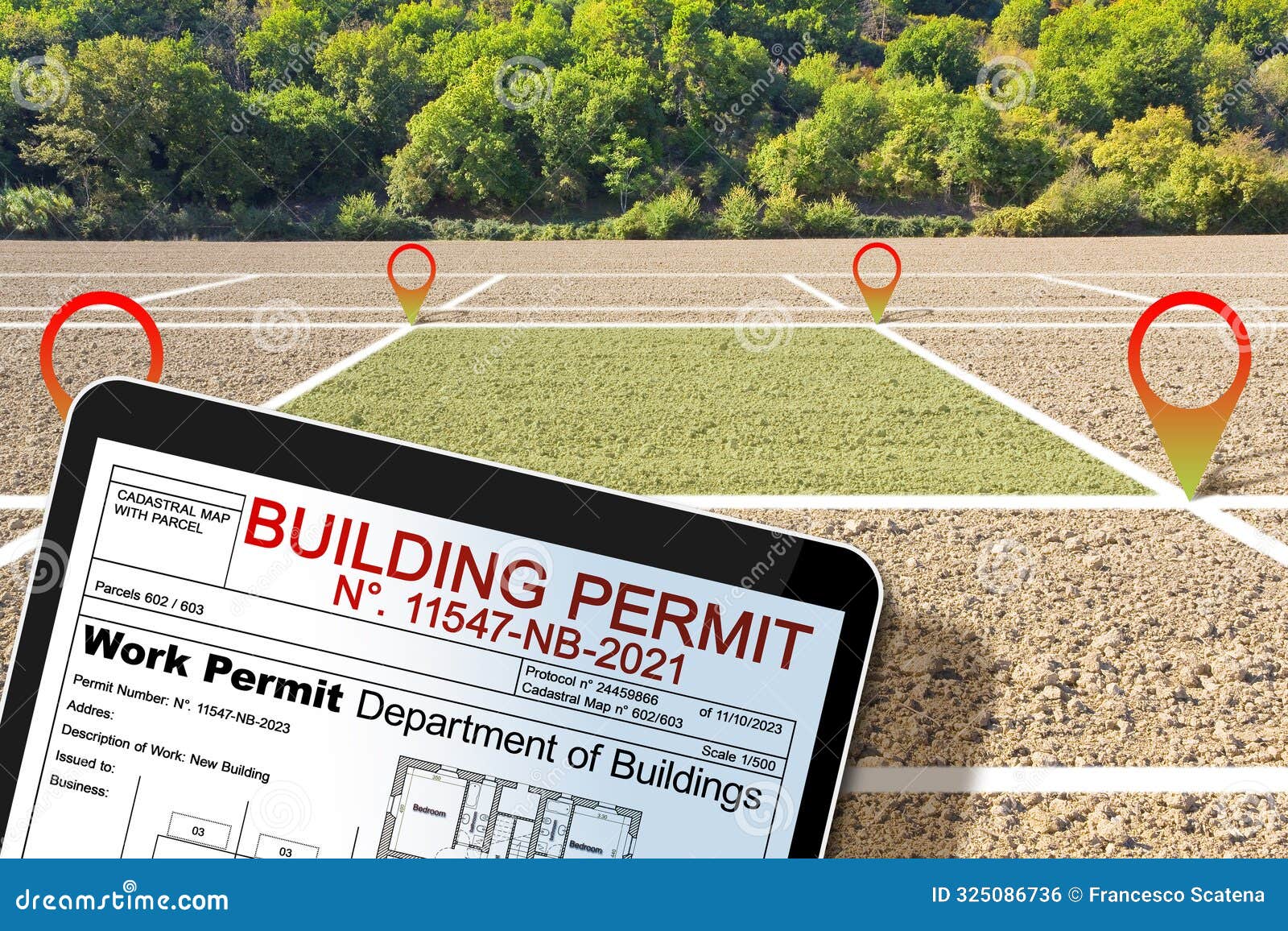 Buildings Permit Concept with Vacant Land Available for Building ...