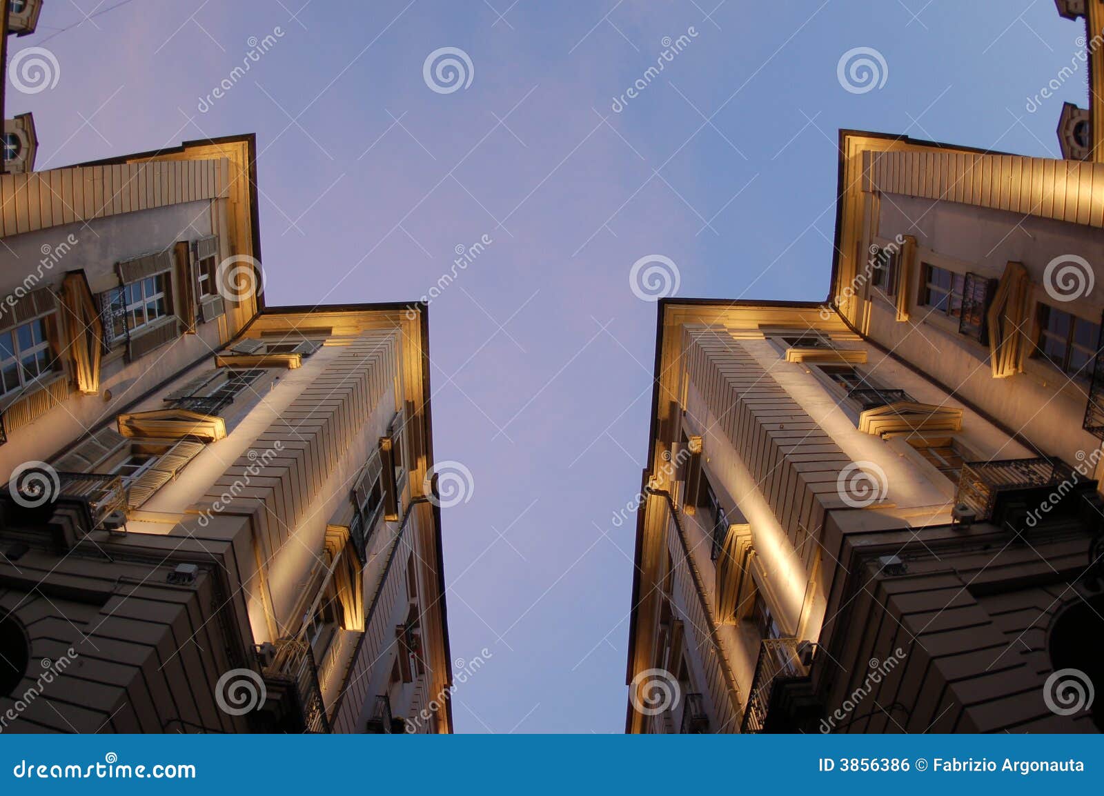Buildings Perspective at Dusk Stock Photo - Image of evening, sunset ...