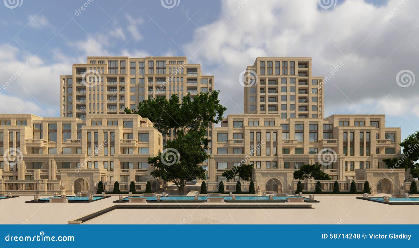 Buildings Photorealistic Render Stock Illustration - Illustration of ...