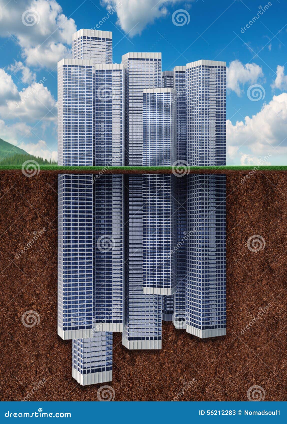 Buildings Reflecting in the Ground Stock Image - Image of business ...