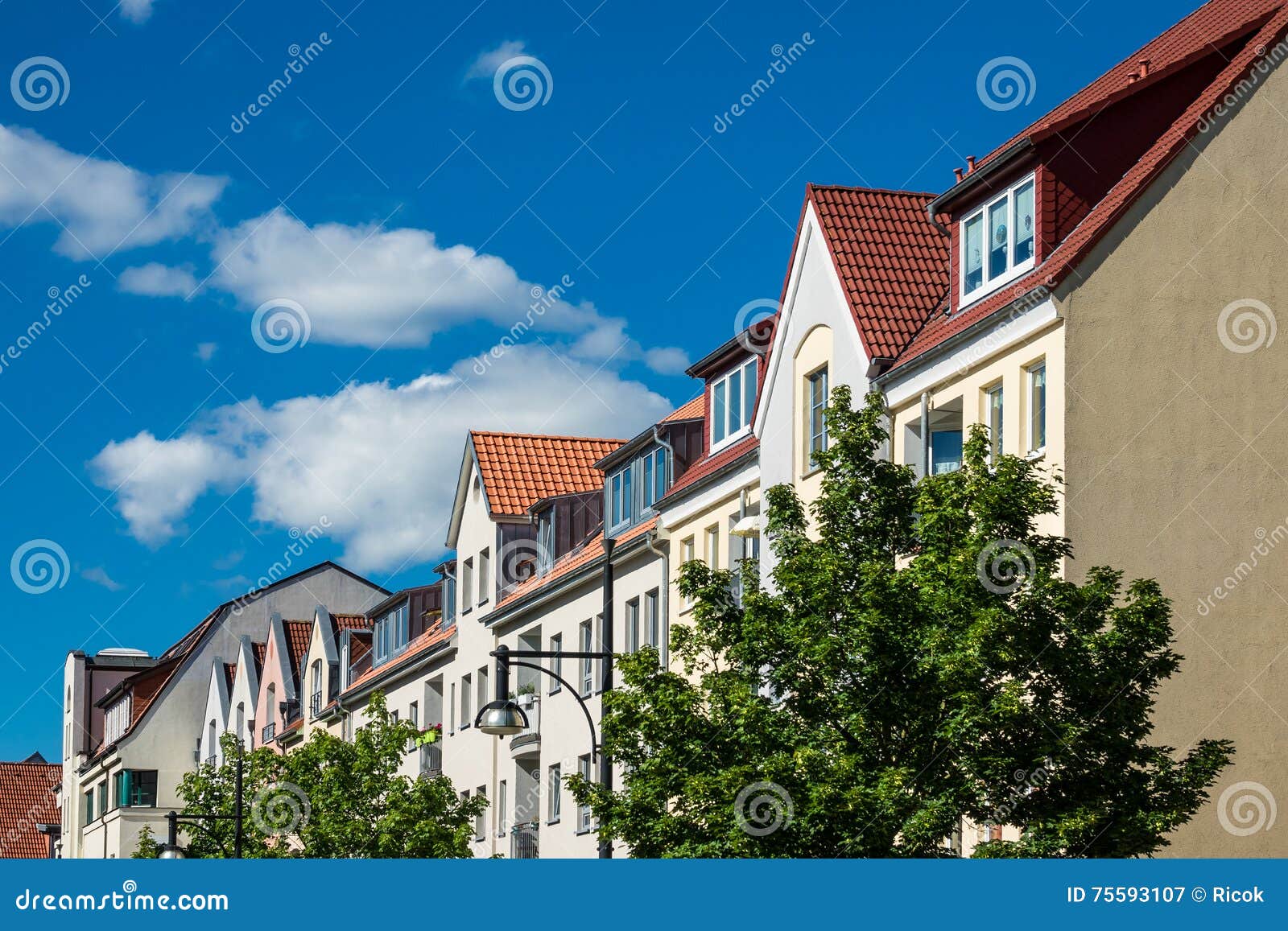 Buildings in Rostock (Germany) with Blue Sky Stock Image - Image of ...