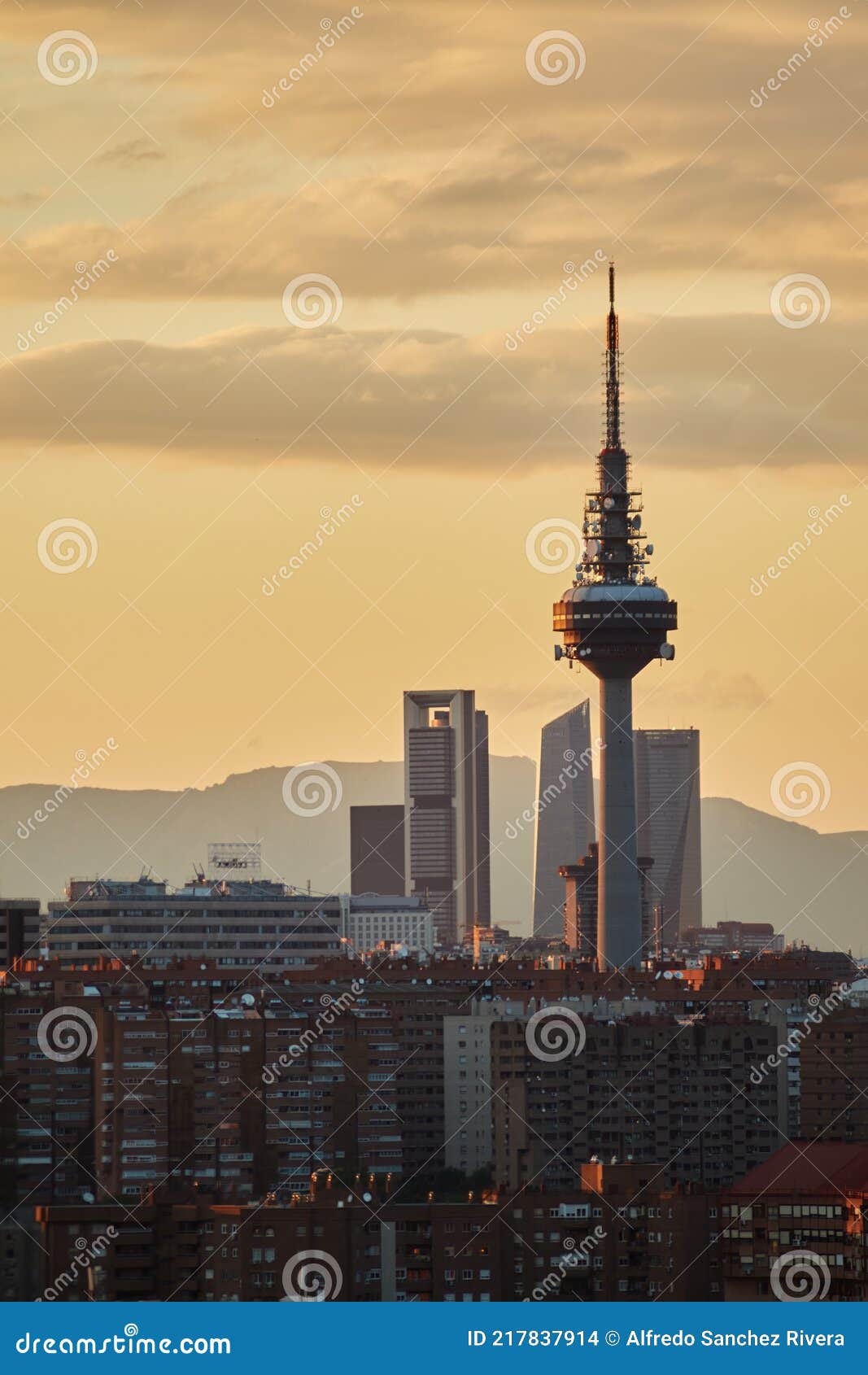 Buildings Seen from a Viewpoint at Sunset. Vertical View Stock Photo ...