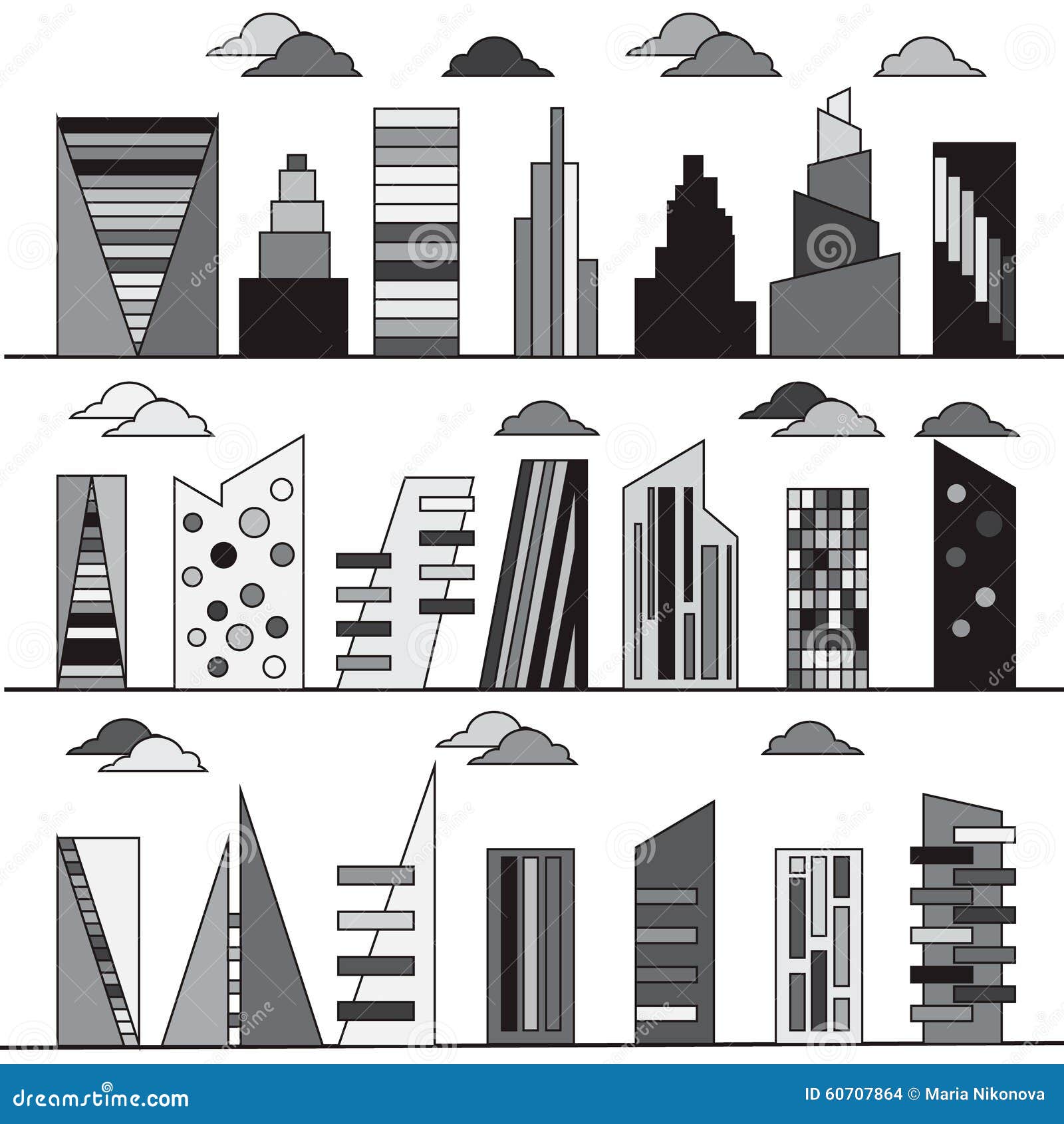 Buildings set. stock vector. Illustration of commercial - 60707864