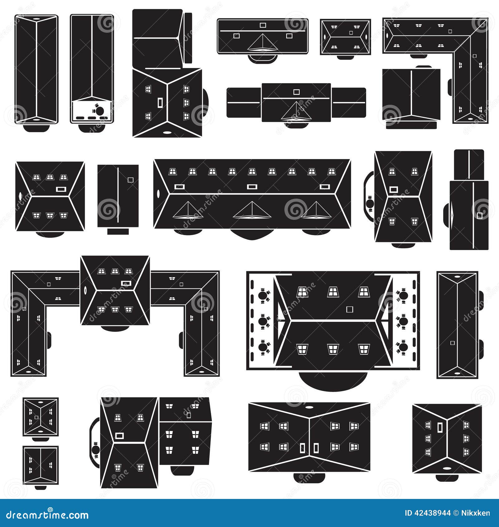 Buildings Set Top View Cityscape Design Elements Stock Vector ...