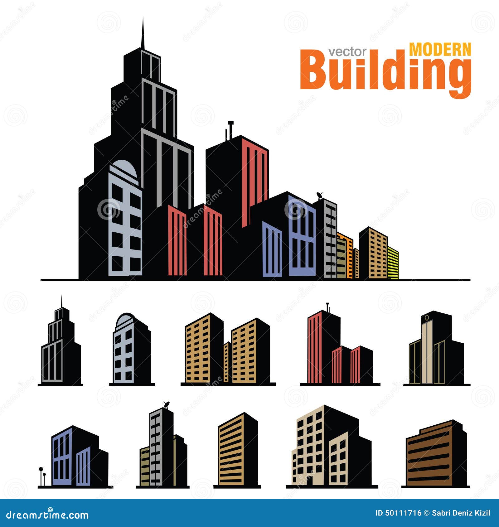 Buildings set stock vector. Illustration of elements - 50111716