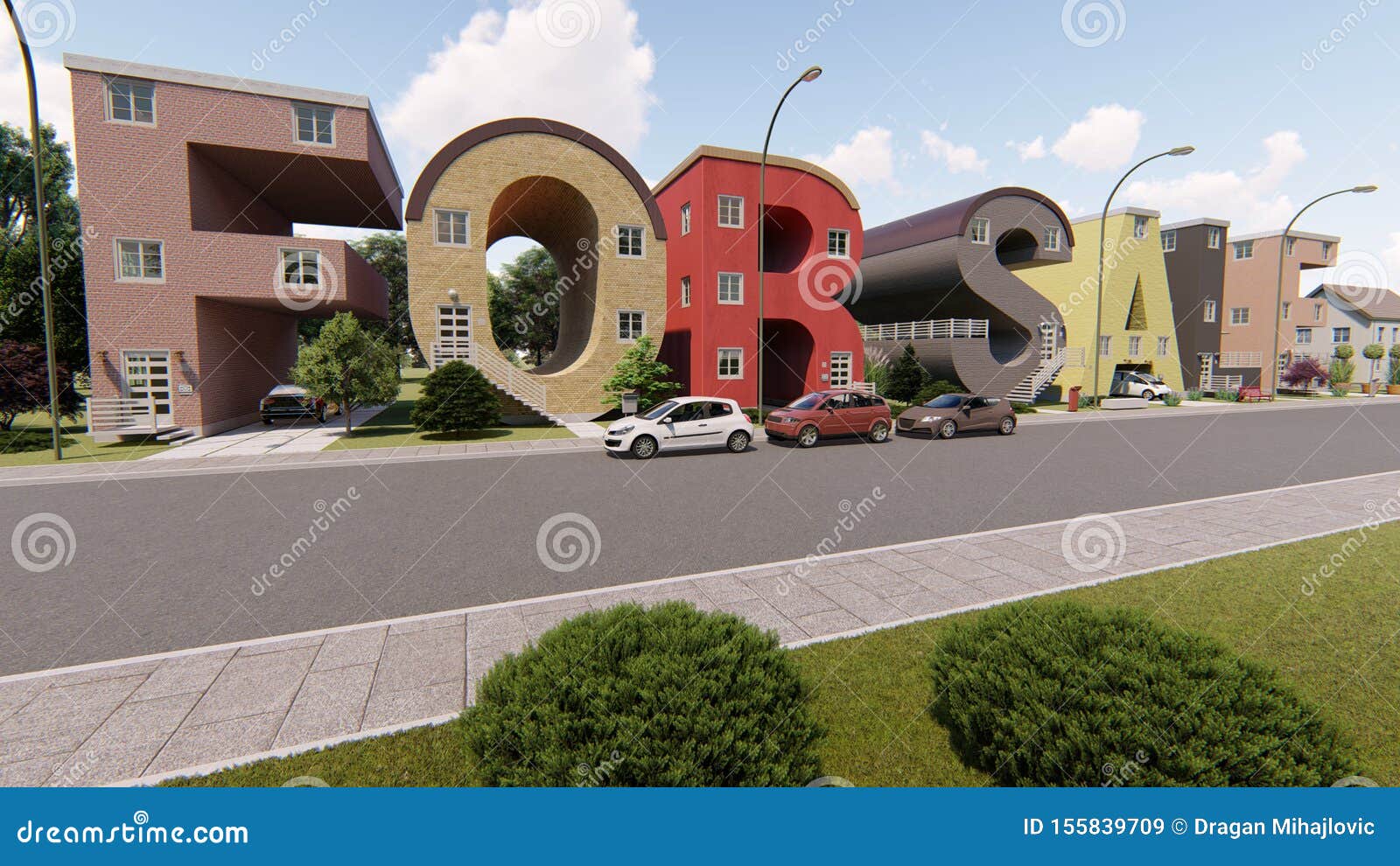 Buildings Shaped Like a Words for Sale Stock Illustration ...