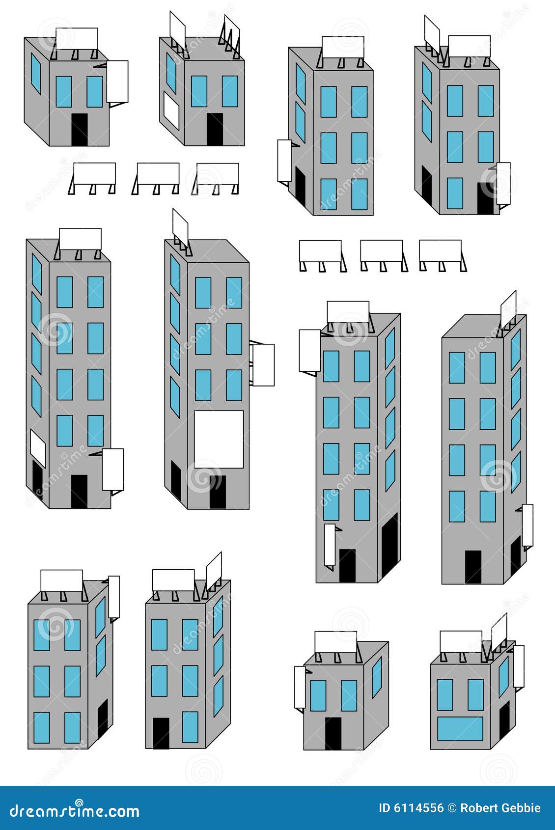 Buildings and Signs stock vector. Illustration of buildings - 6114556