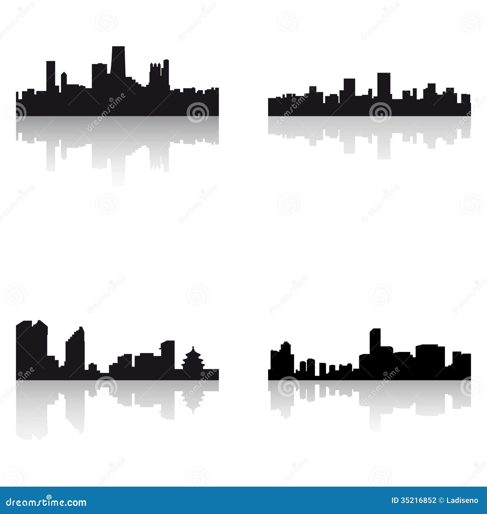 Buildings silhouettes stock vector. Illustration of cityscape - 35216852