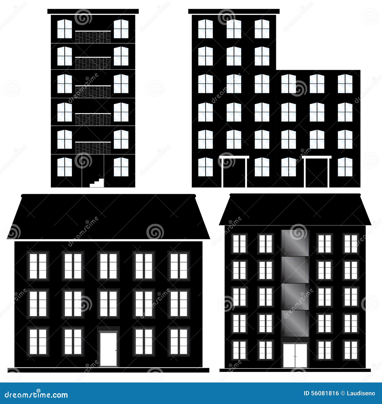 Buildings Silhouettes stock vector. Illustration of modern - 56081816