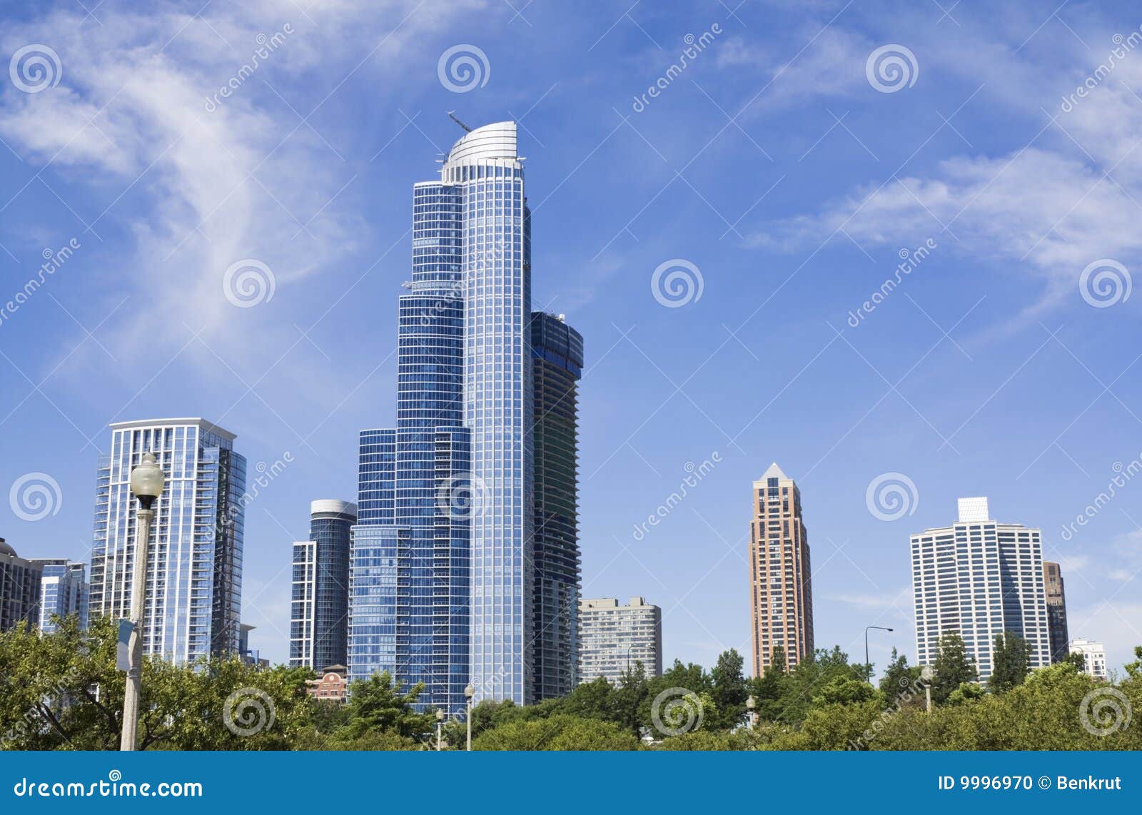 Buildings of South Loop in Chicago Stock Photo - Image of illuminated ...