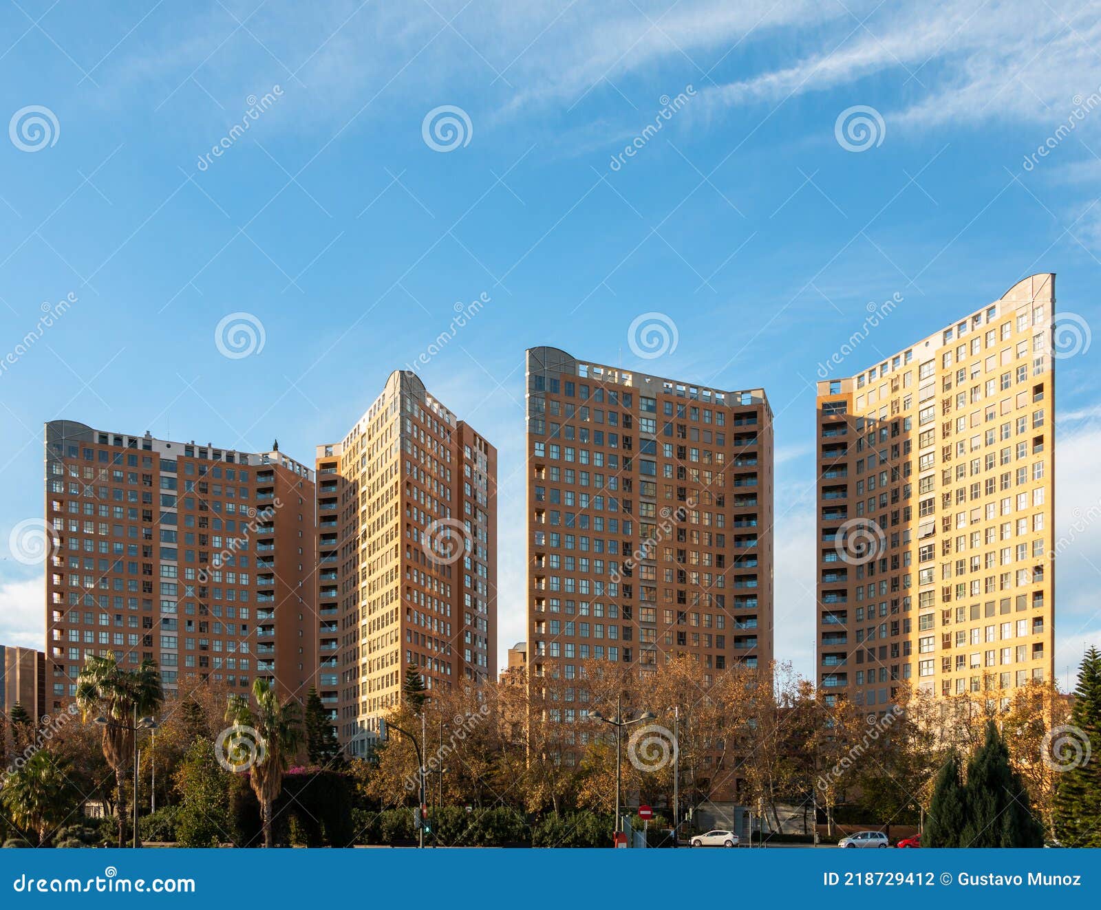 Buildings of Straight Lines and Triangular Shape in Valencia, Spain ...