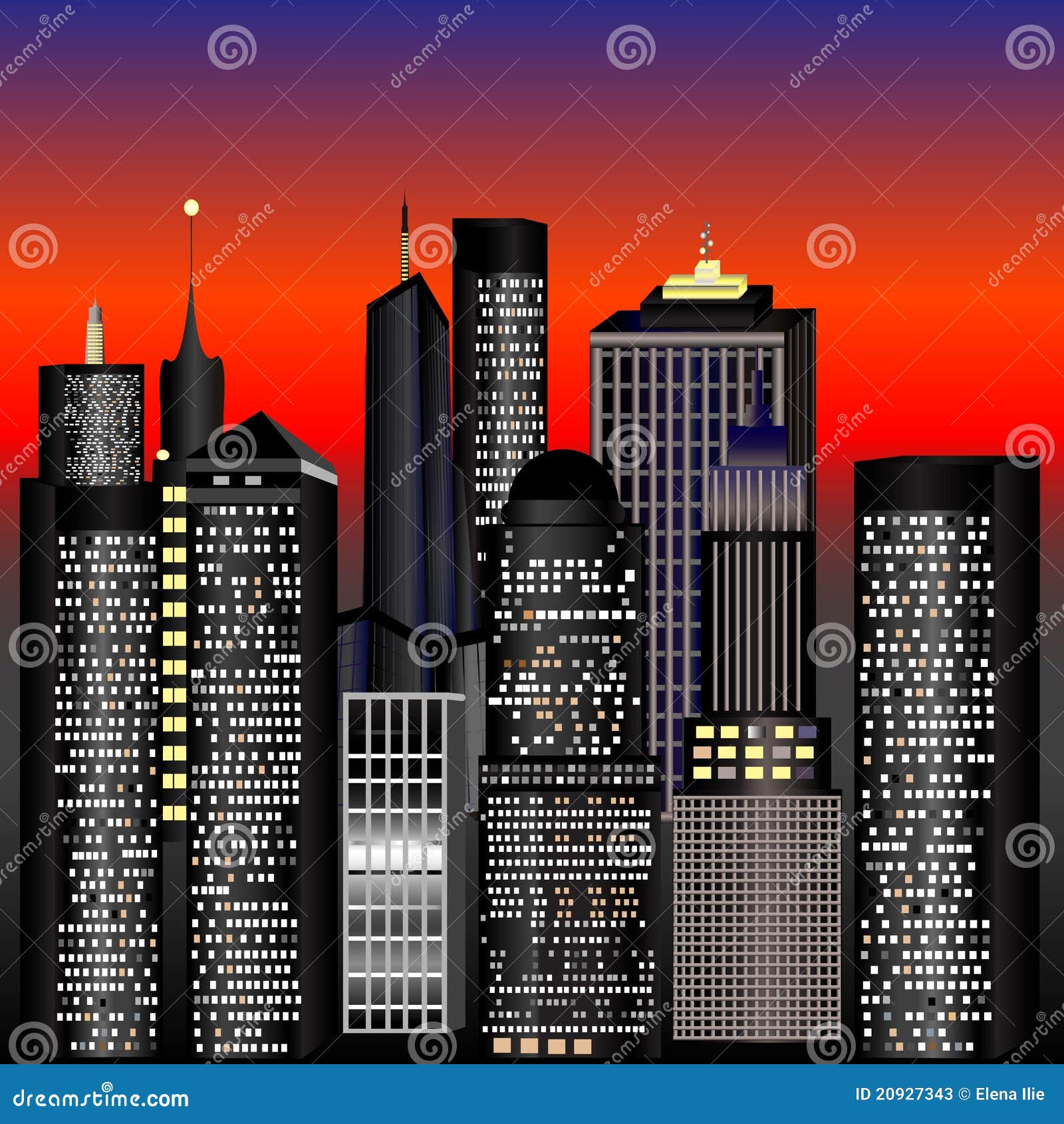 Buildings in the sunset stock vector. Illustration of background - 20927343