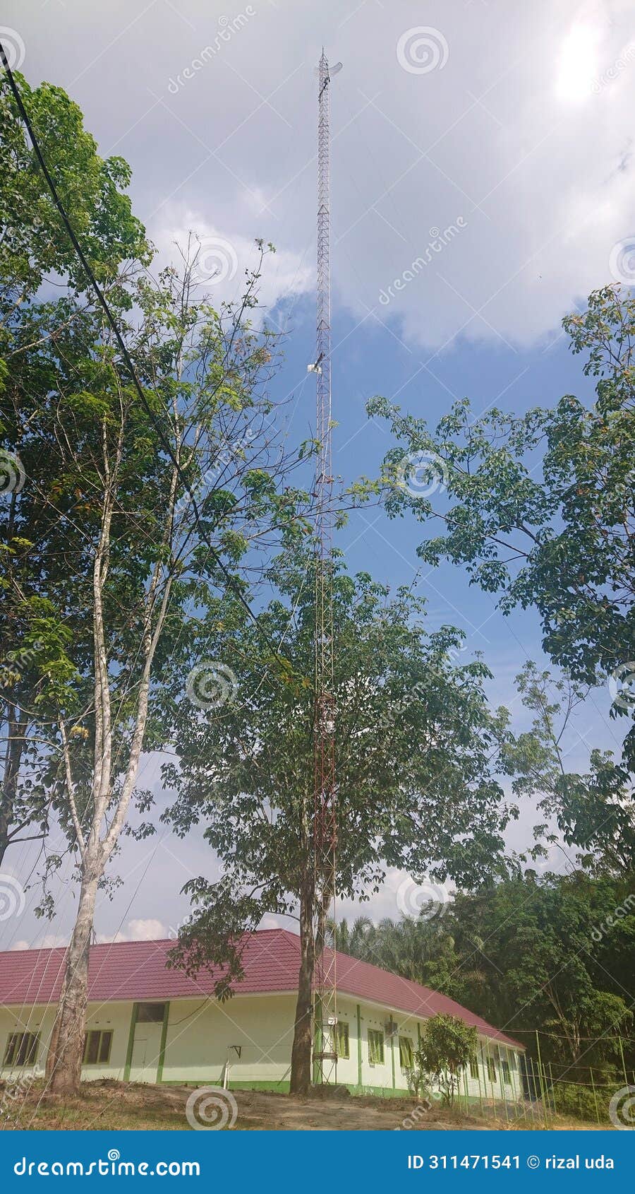 Buildings among Trees and a Tower Stock Image - Image of tower ...