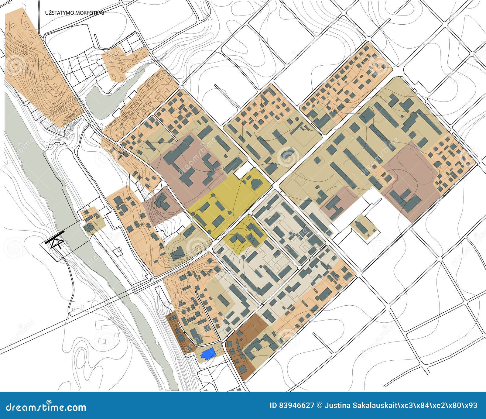 Buildings Type, 2d Scheme of Small City Stock Illustration ...