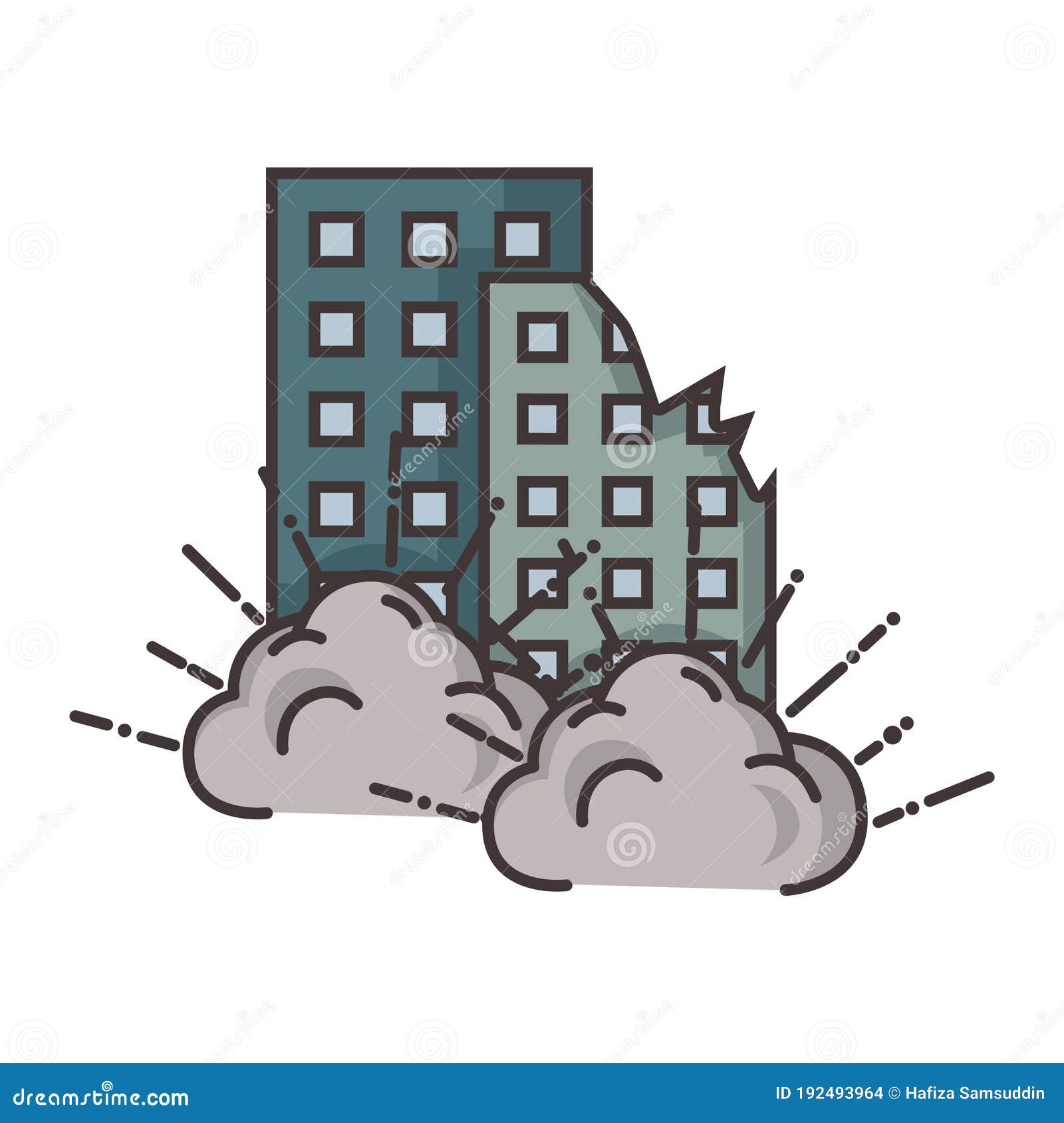 Buildings Under Attack. Vector Illustration Decorative Design Stock ...