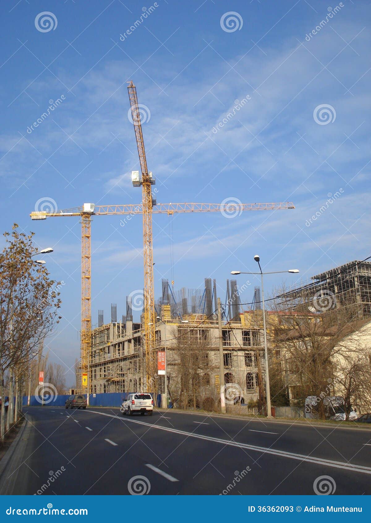 Buildings Under Construction on Roadside Stock Image - Image of arms ...