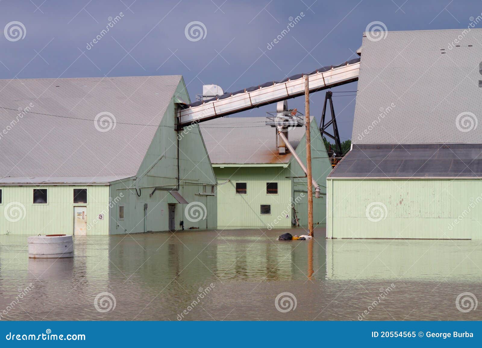Buildings Under Flood Water Stock Image - Image of barn, factory: 20554565