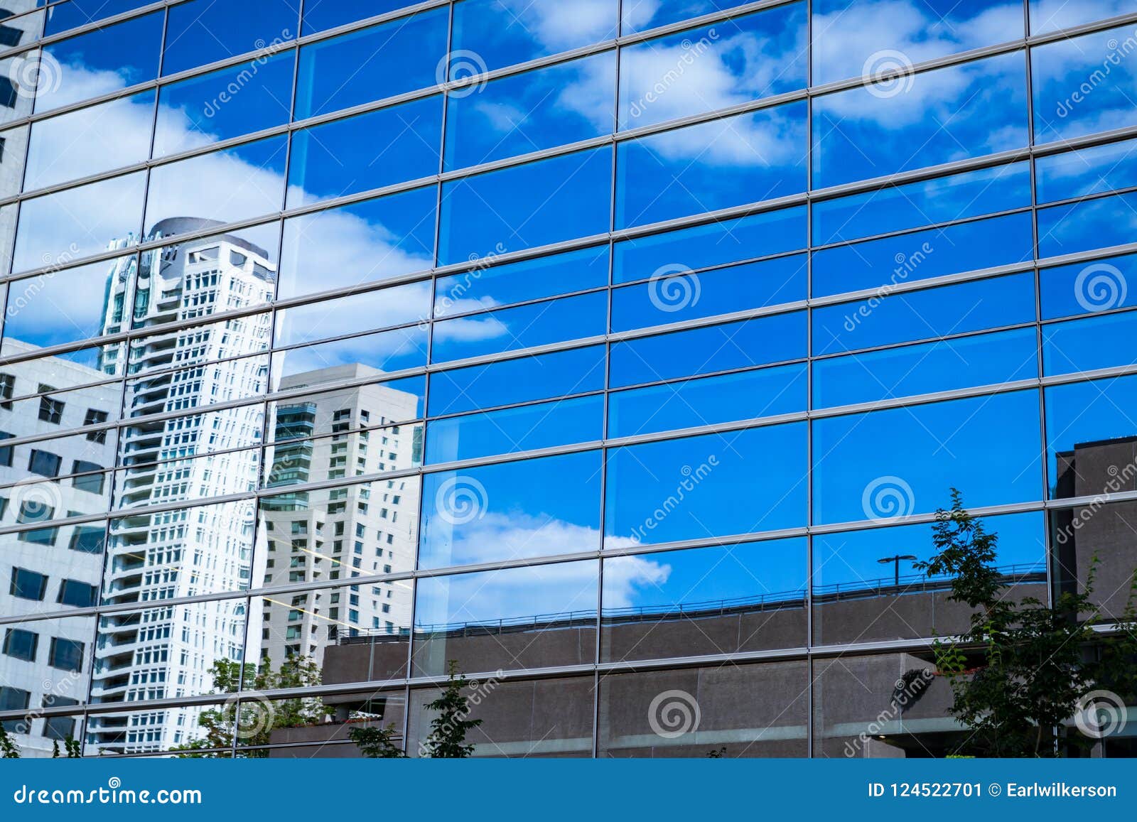 Window Reflection of a Downtown Scene Stock Image - Image of urban ...