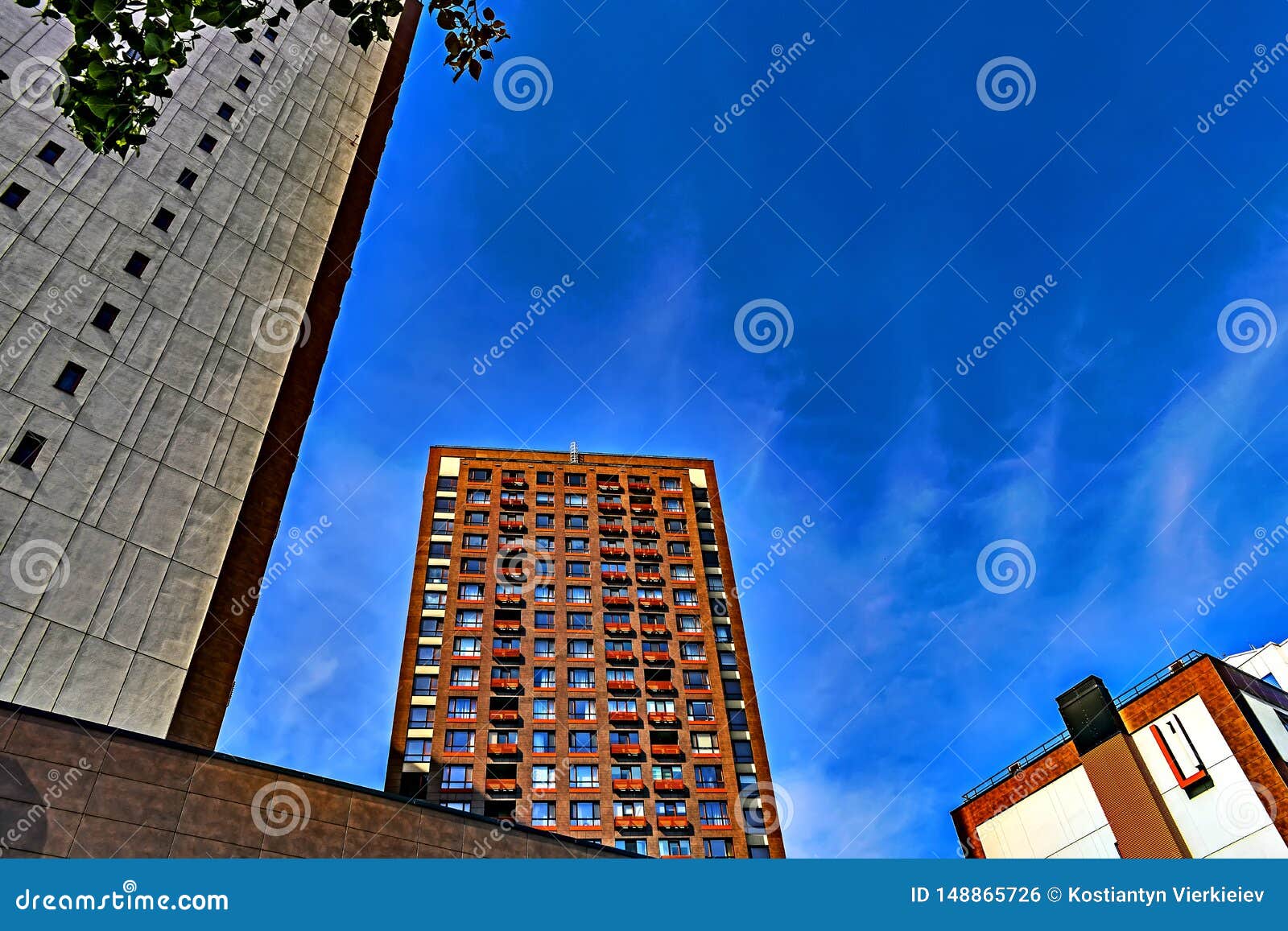 The Buildings. View from the Bottom Stock Photo - Image of orange, view ...