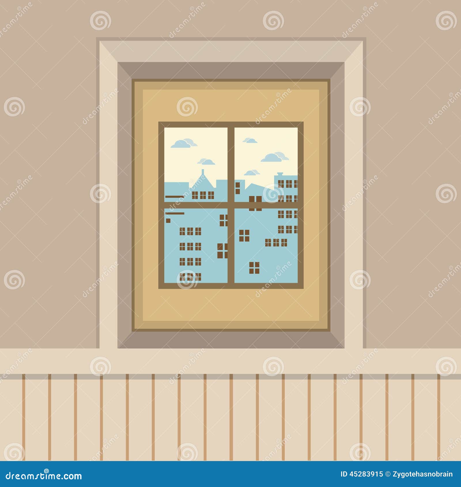 Buildings View through the Window Stock Vector - Illustration of cloud ...