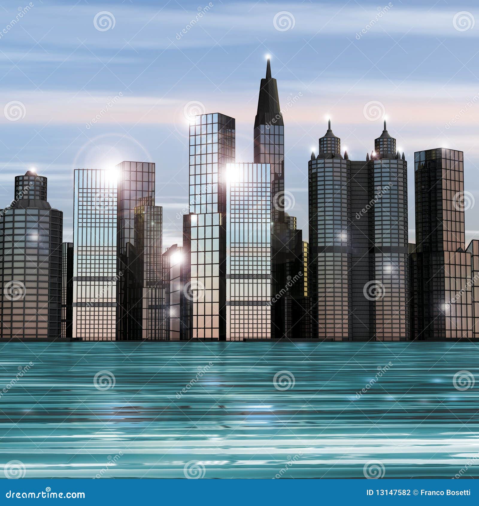 Buildings water stock illustration. Illustration of cityscape - 13147582