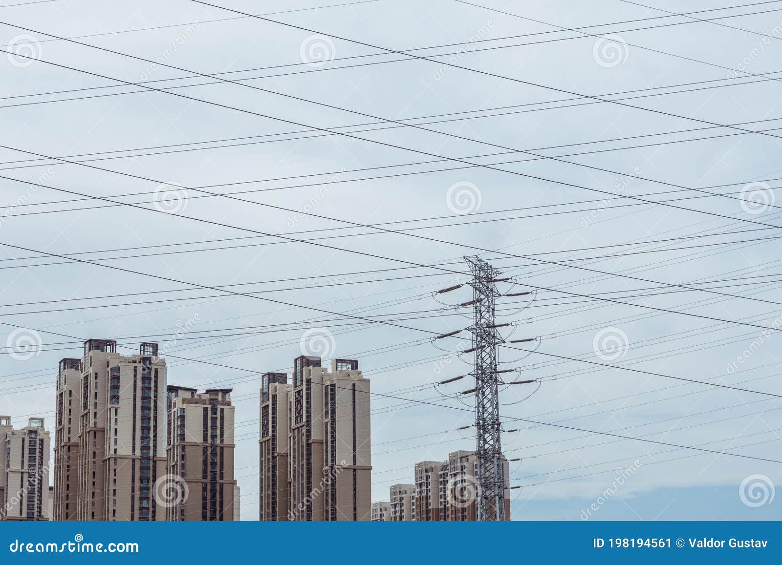 Buildings and wire stock image. Image of angle, roof - 198194561